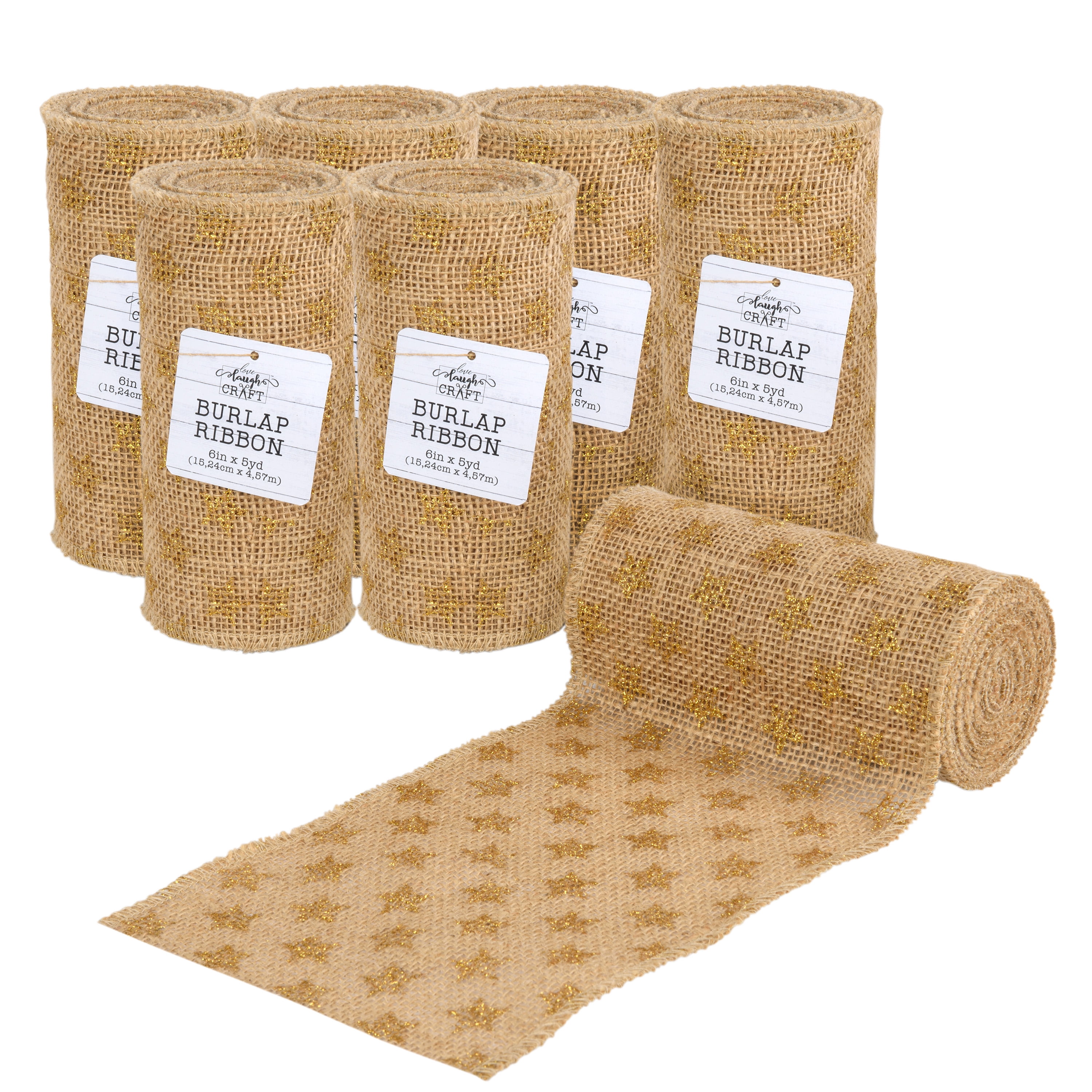 Love, Laugh, Craft Jute Burlap Roll Precut, 6"W x 5-Yards, 7 Rolls, 740 ...