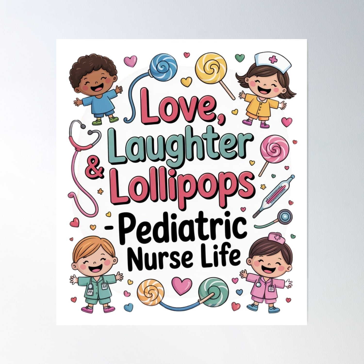 Love, Laughter & Lollipops – Cute Pediatric Nurse Life Quote Poster ...