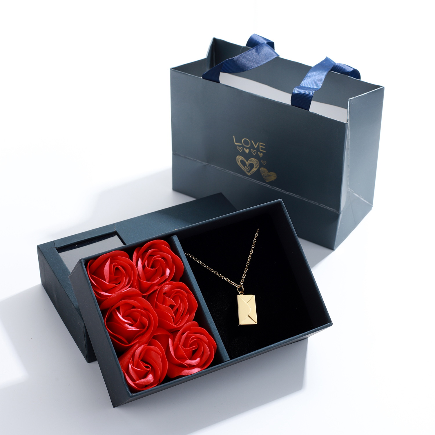 Love Letter Envelope Pendant Necklace With Rose Gift Box Customized ...