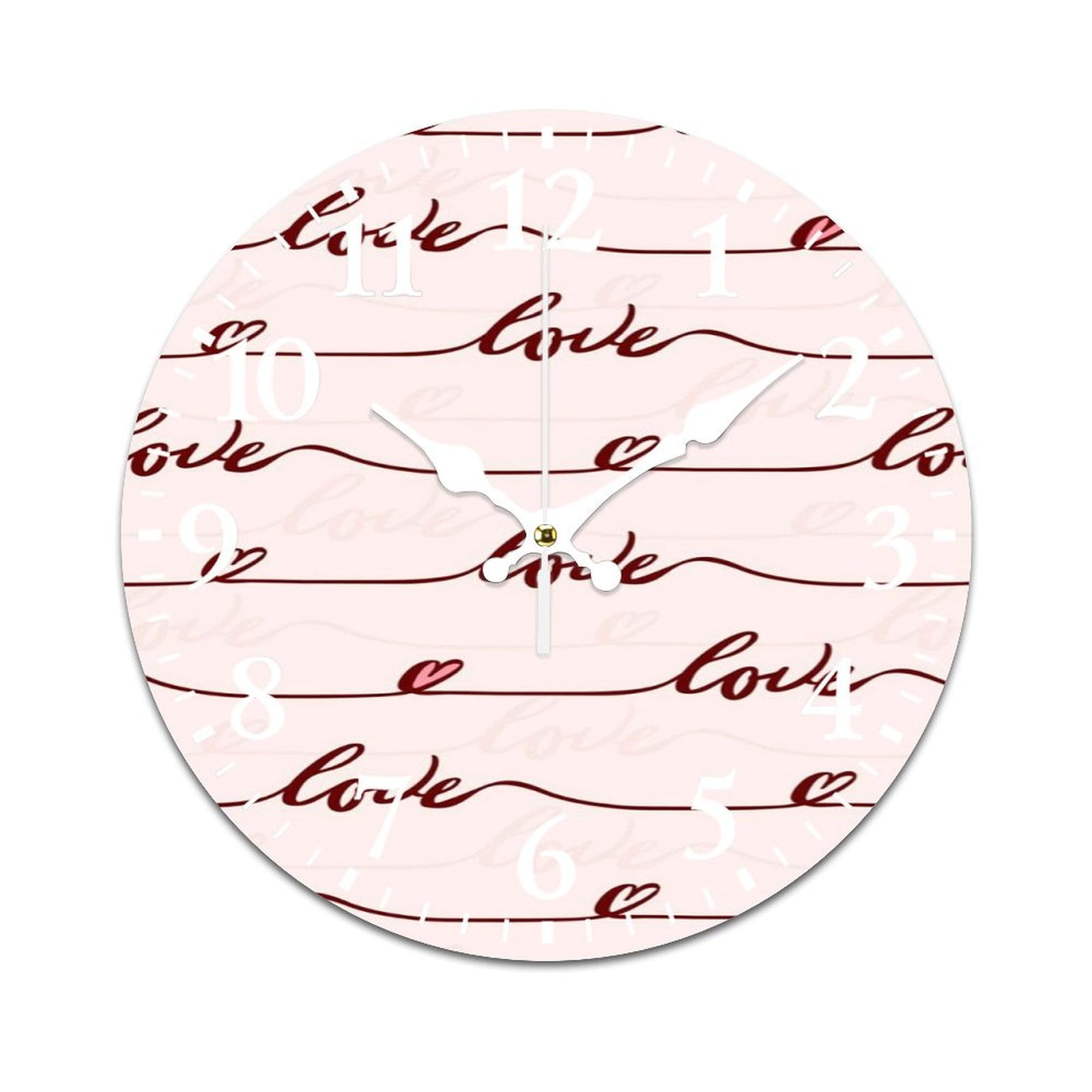 Love Letter Heart Pattern Pink Wall Clock Modern Design Clocks Wall ...