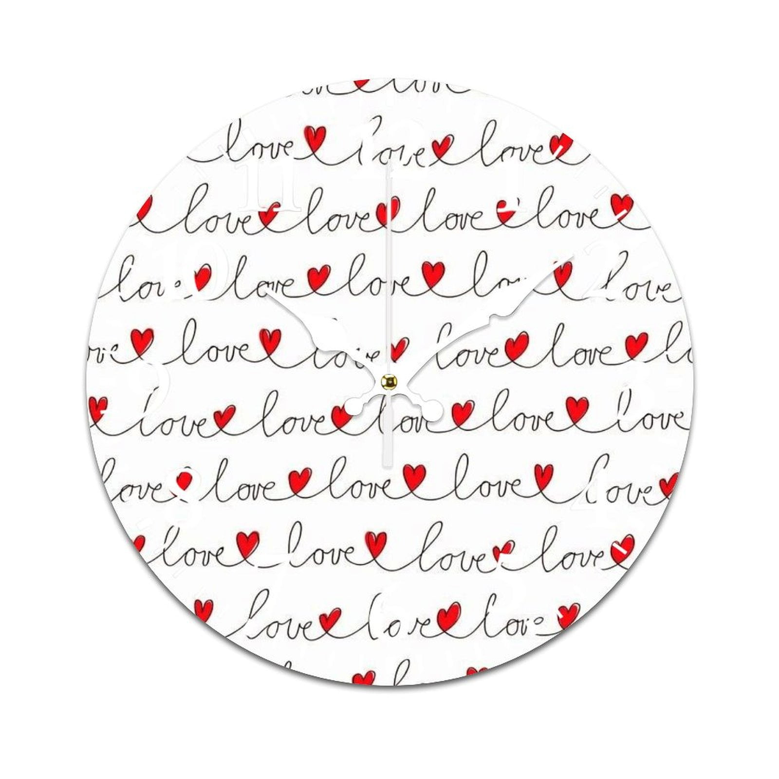 Love Letter Heart Pattern Wall Clock Modern Design Clocks Wall Hanging ...