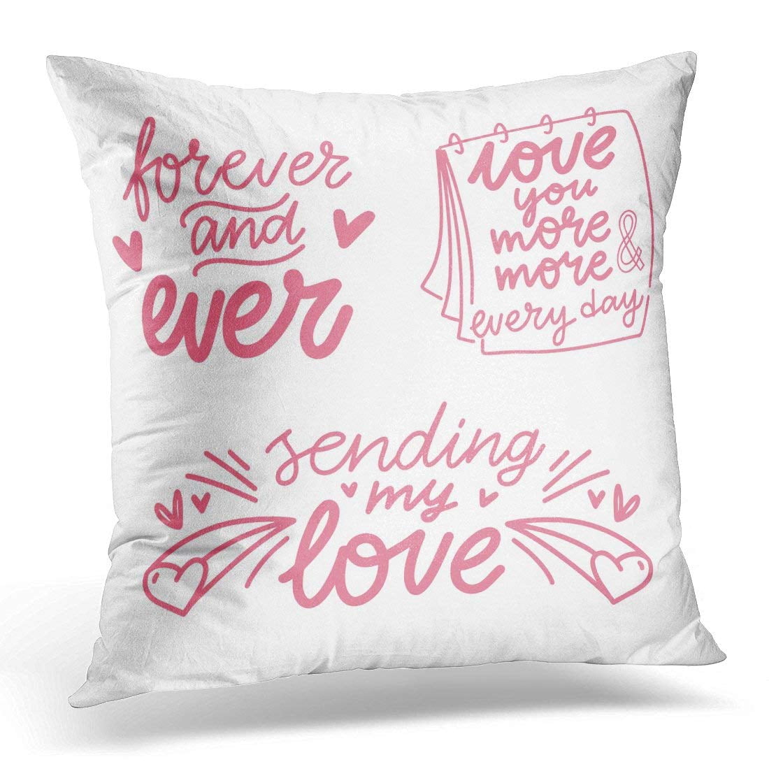 Love Lettering Calligraphy Text Illustrations with Outline Cute Pink ...