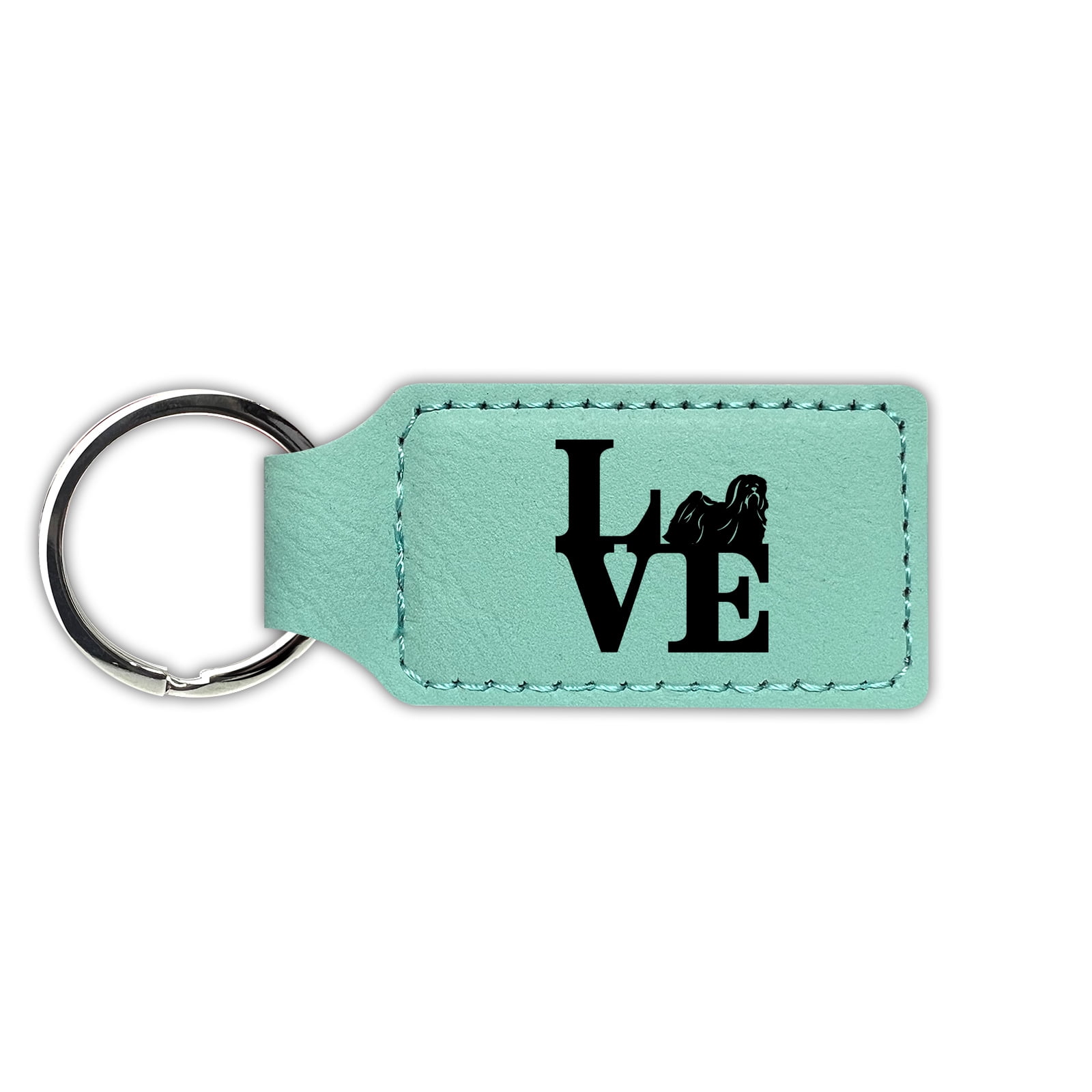 Love Lhasa Apso Keychain Leatherette Rectangle - Laser Engraved - Many ...