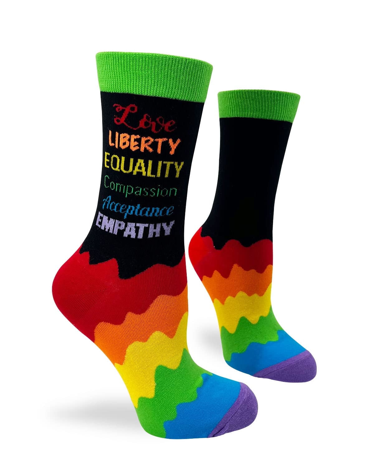 Love Liberty Equality Compassion Acceptance Empathy Novelty Crew Socks ...