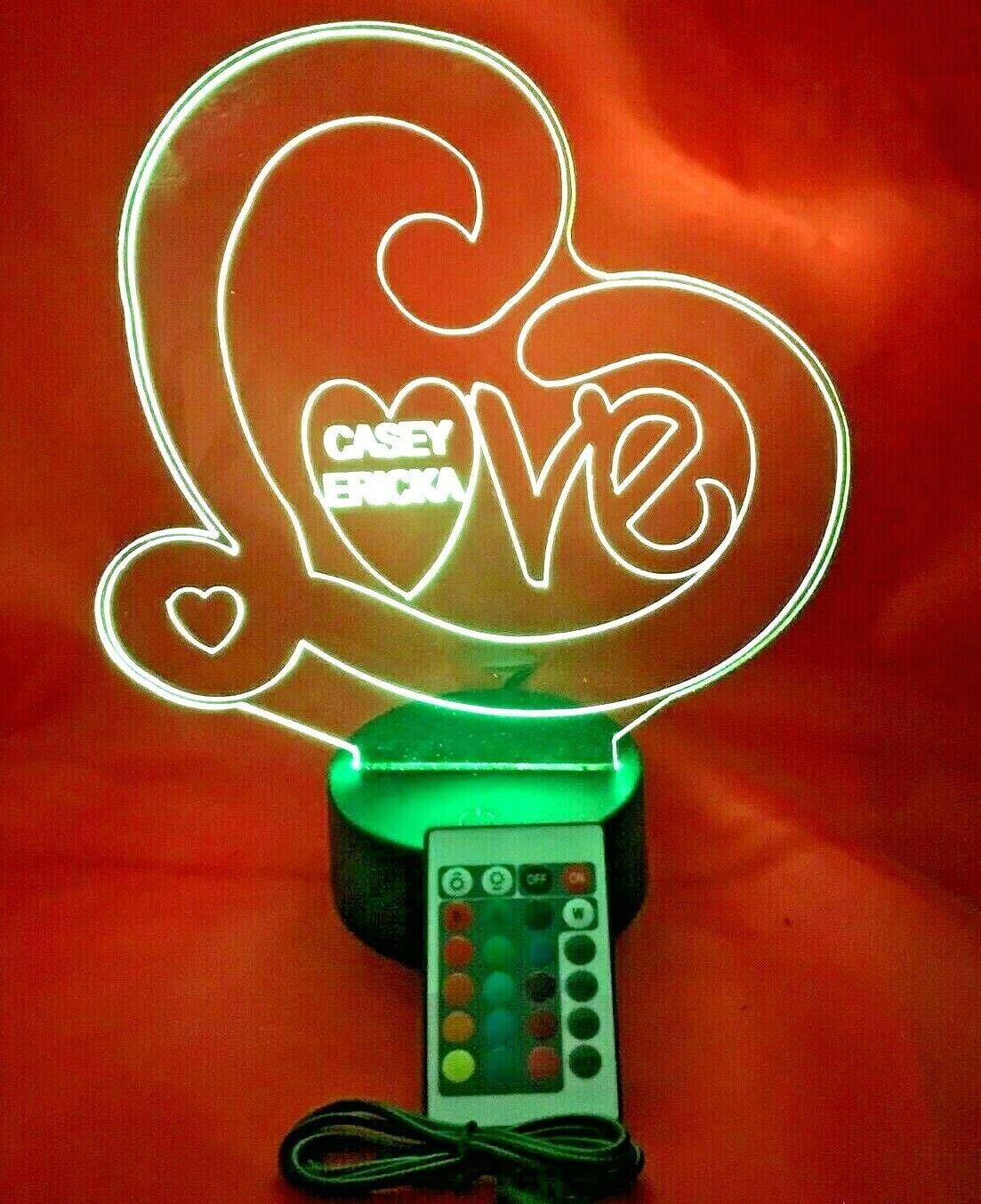 Love Light Up Lamp LED Personalized Love Shape with Heart Night Lamp ...
