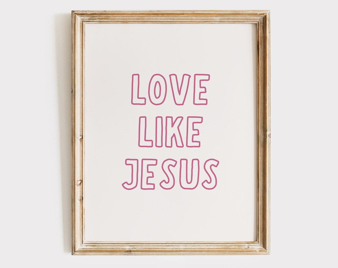 Love Like Jesus Christian Wall Art Pink Trendy Bible Verse Decor ...
