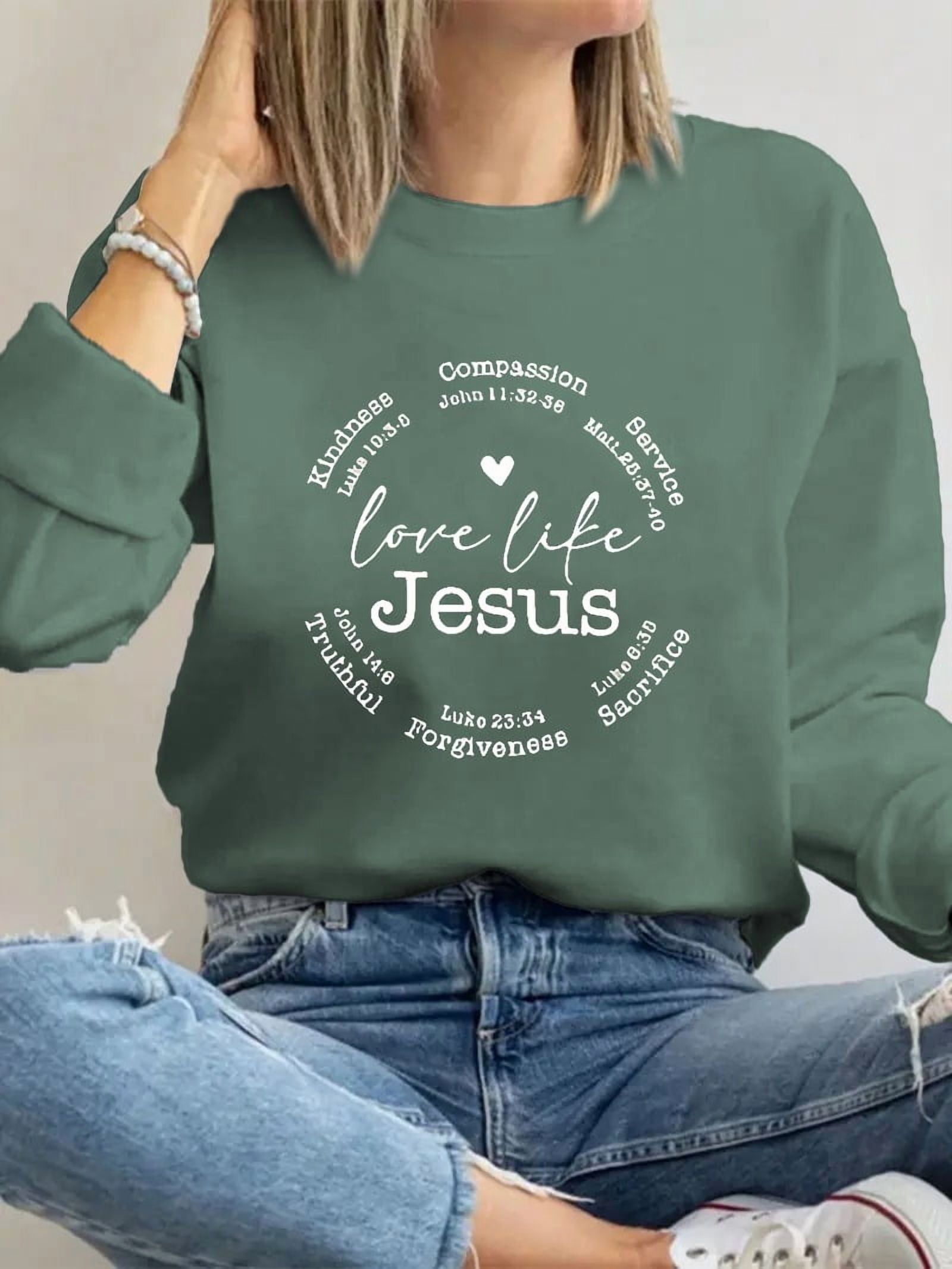 Women Christian Shirt Love Like Jesus Printed Sweatshirt Faith ...