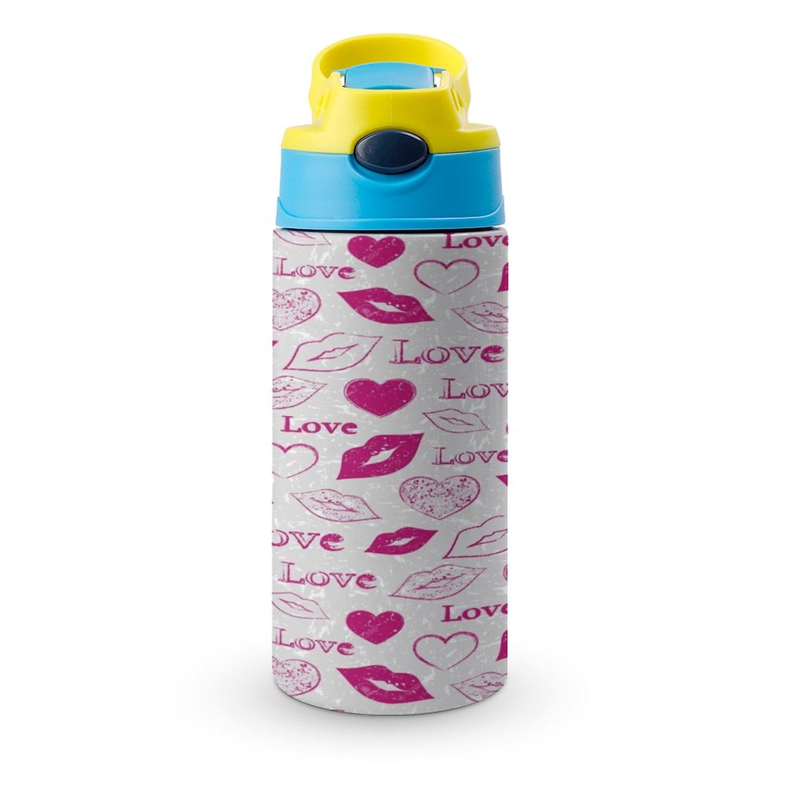 Love Lips Heart Water Bottle with Straw And Lid Stainless Steel ...