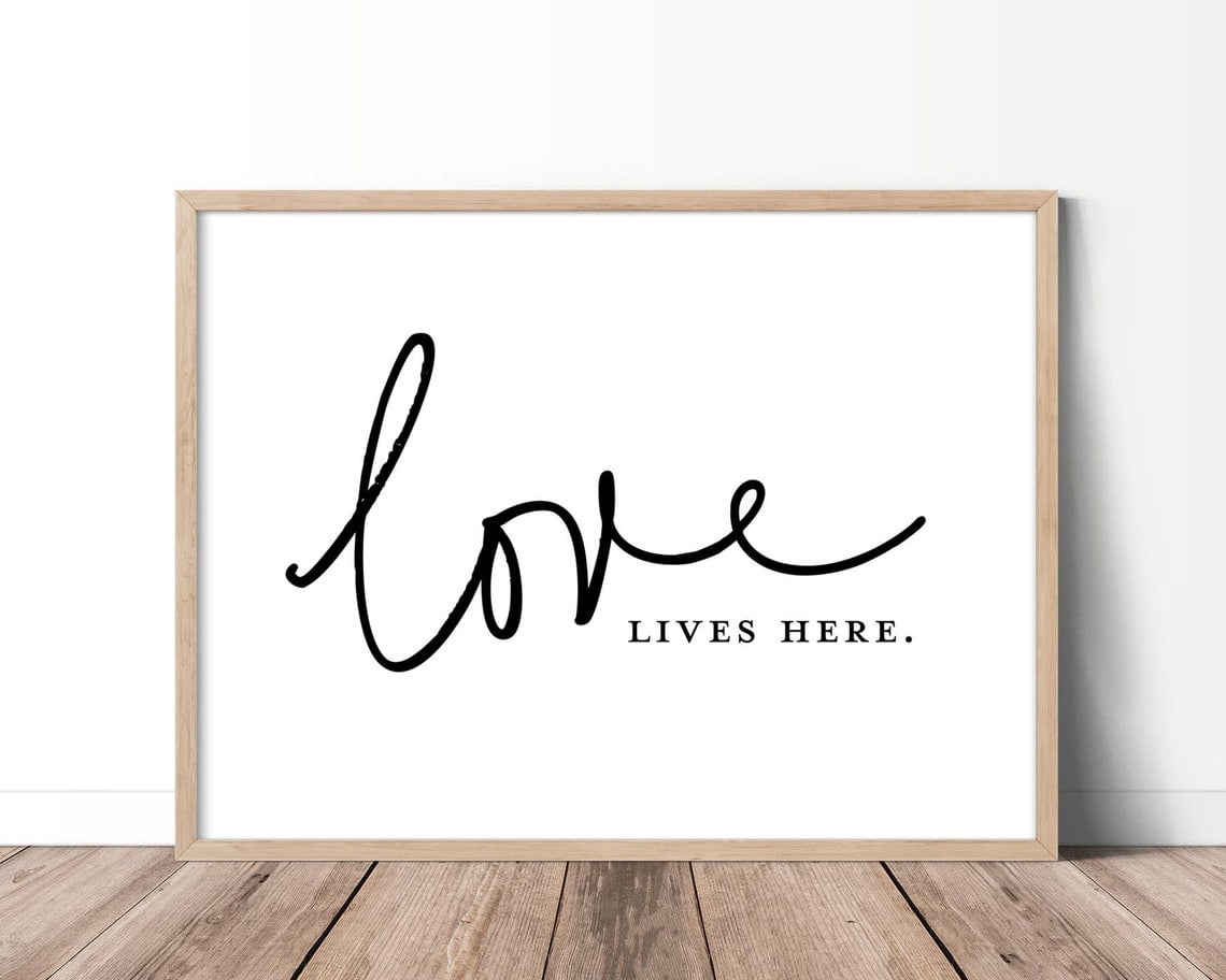 Love Lives Here Wall Art, Rustic Home Decor, Horizontal Wall Art, Love ...