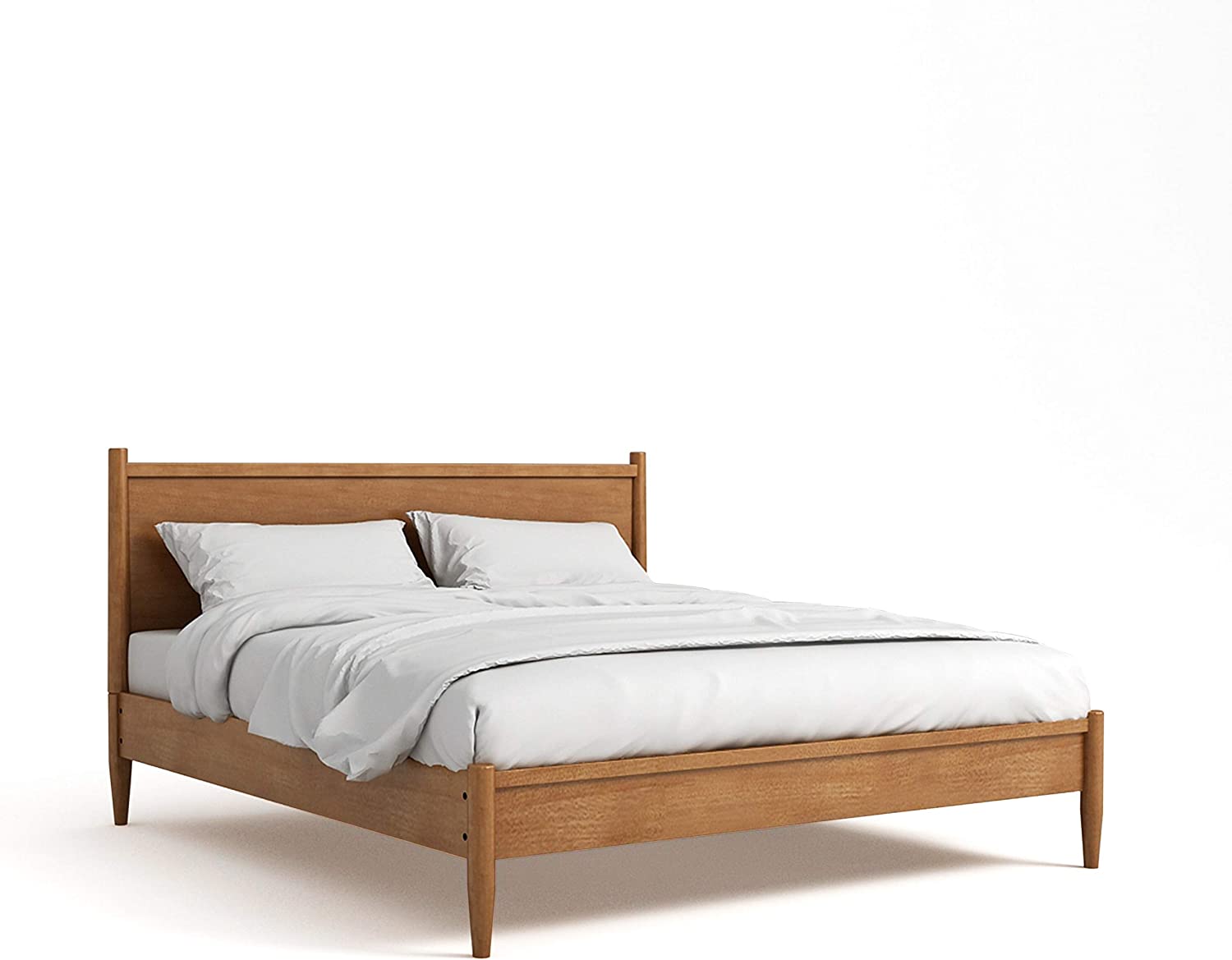 Love Living Queen-Size Mid-Century Modern Wood Paneled Platform Bed ...