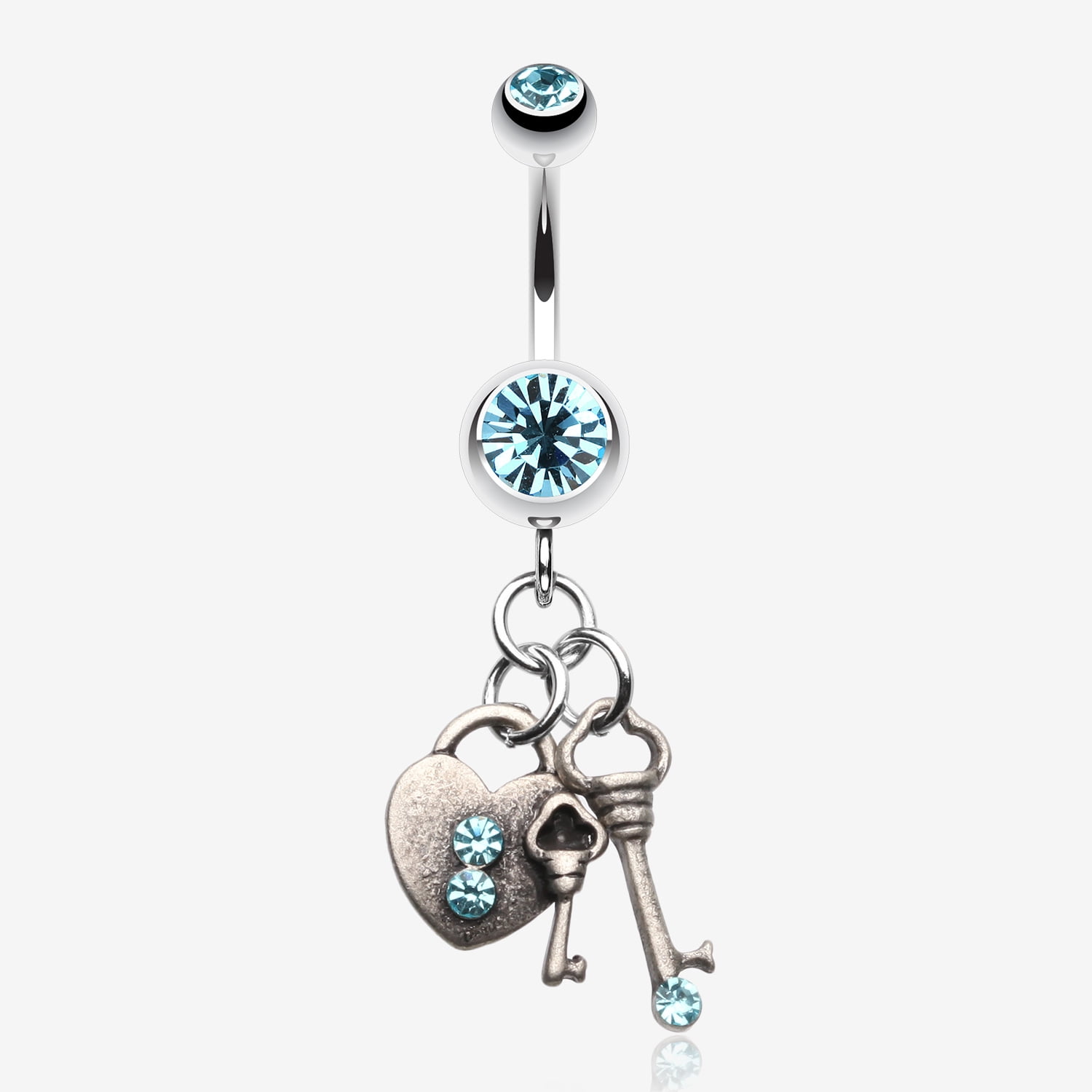 Love Lock Down Belly Button Ring-Aqua - Walmart.com