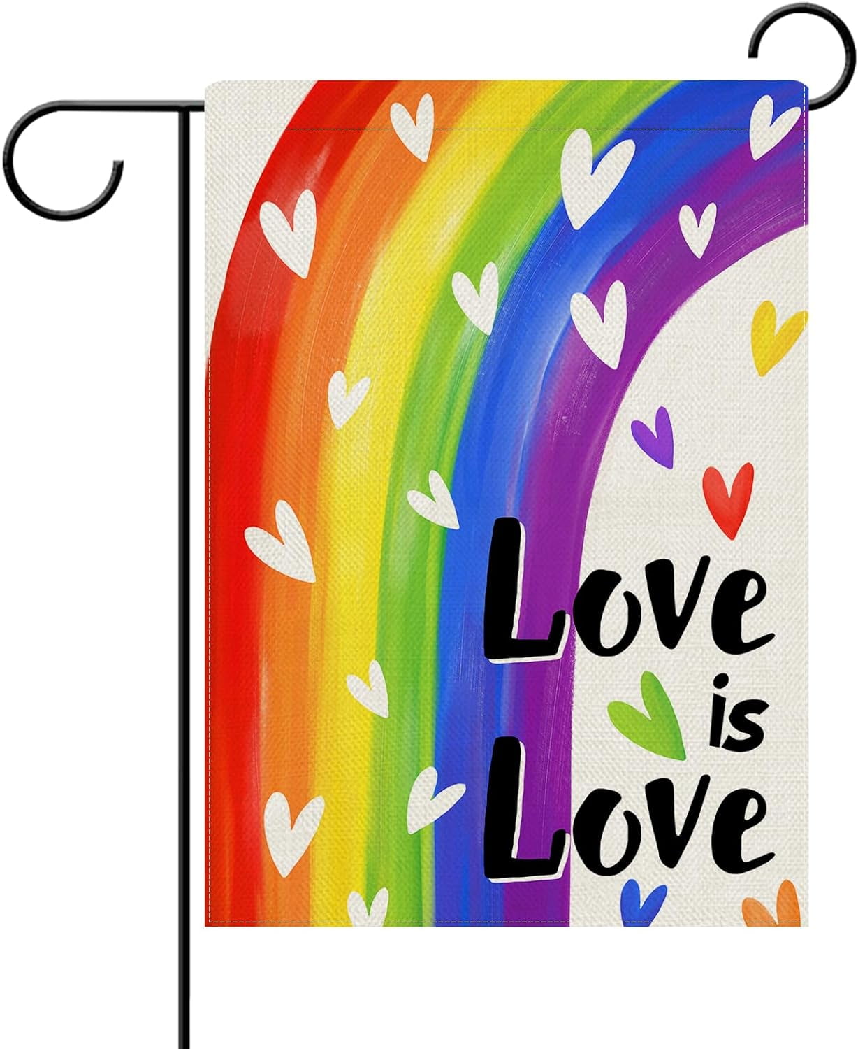 Love is Love Rainbow Decorative Garden Flag, LGBTQ Gay Lesbian Heart ...