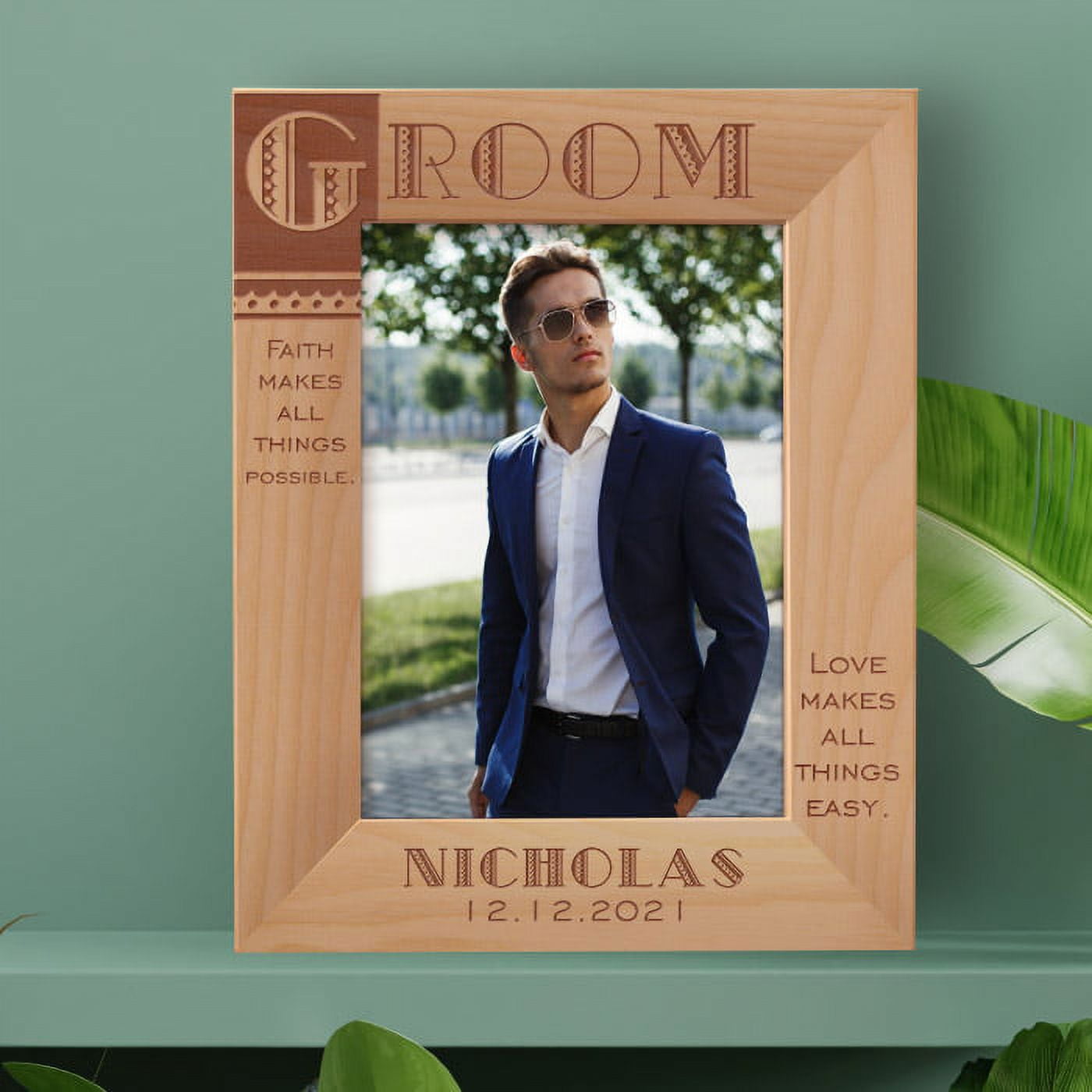 Love Makes All Things Easy Personalized Wooden Frame 5" x 7" Brown ...