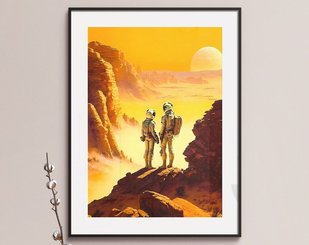 Love On Mars Retro Futurism Vintage Astronaut Scifi Poster Collage Art ...