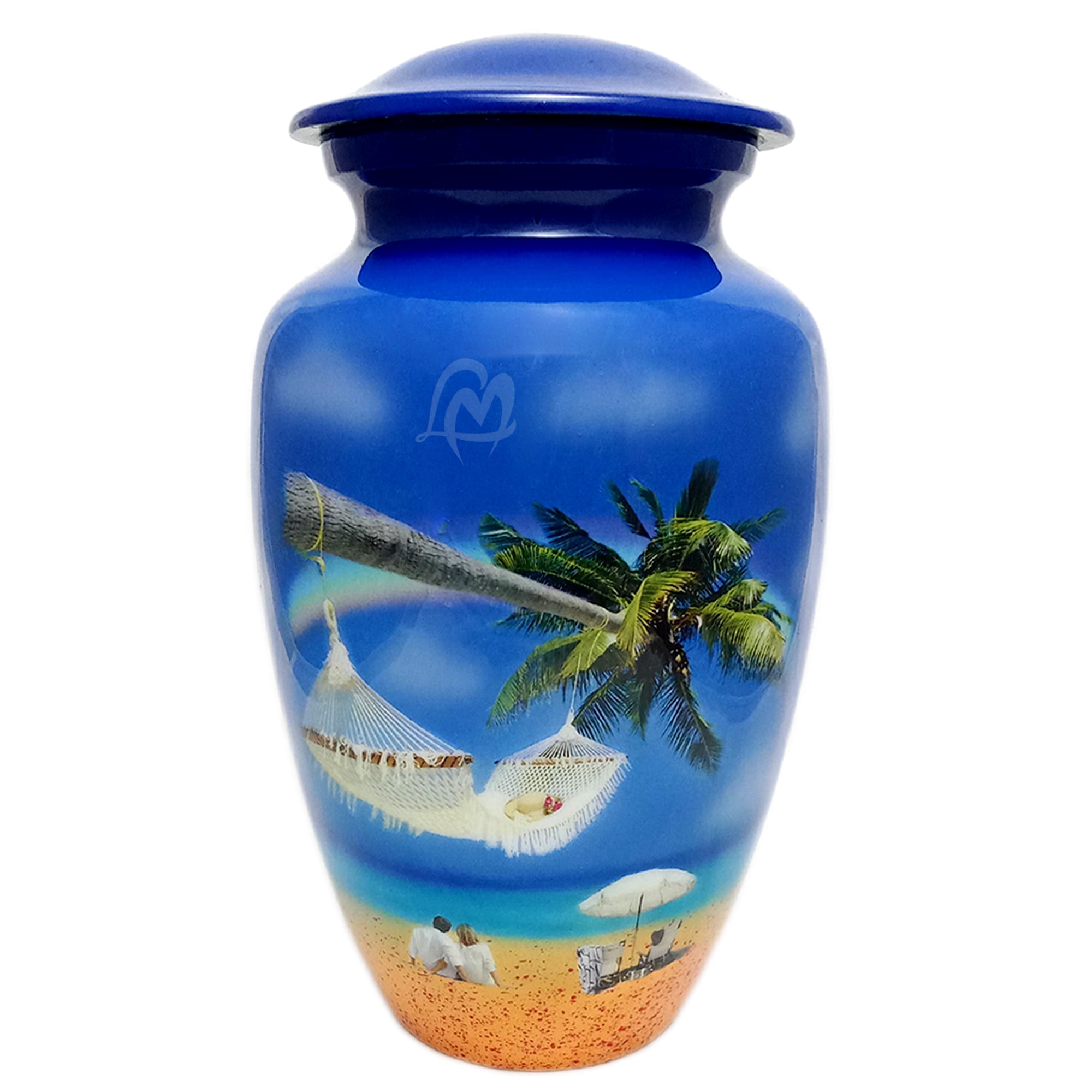 Love Memorials Cremation Urn - Hanging Hammock On The Beach Tree Adult ...
