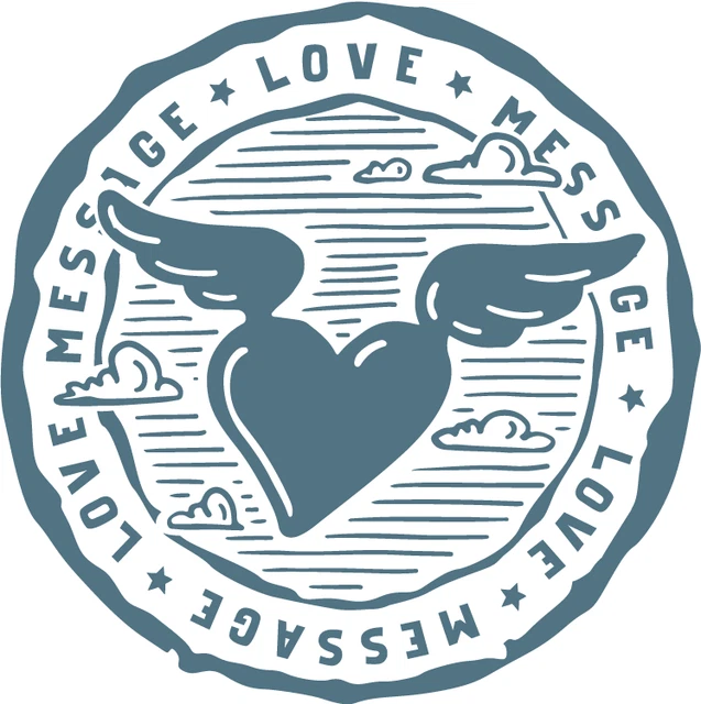 Love Message Heart Wings Art Stamp Car Sticker Phone Decal Water Bottle ...