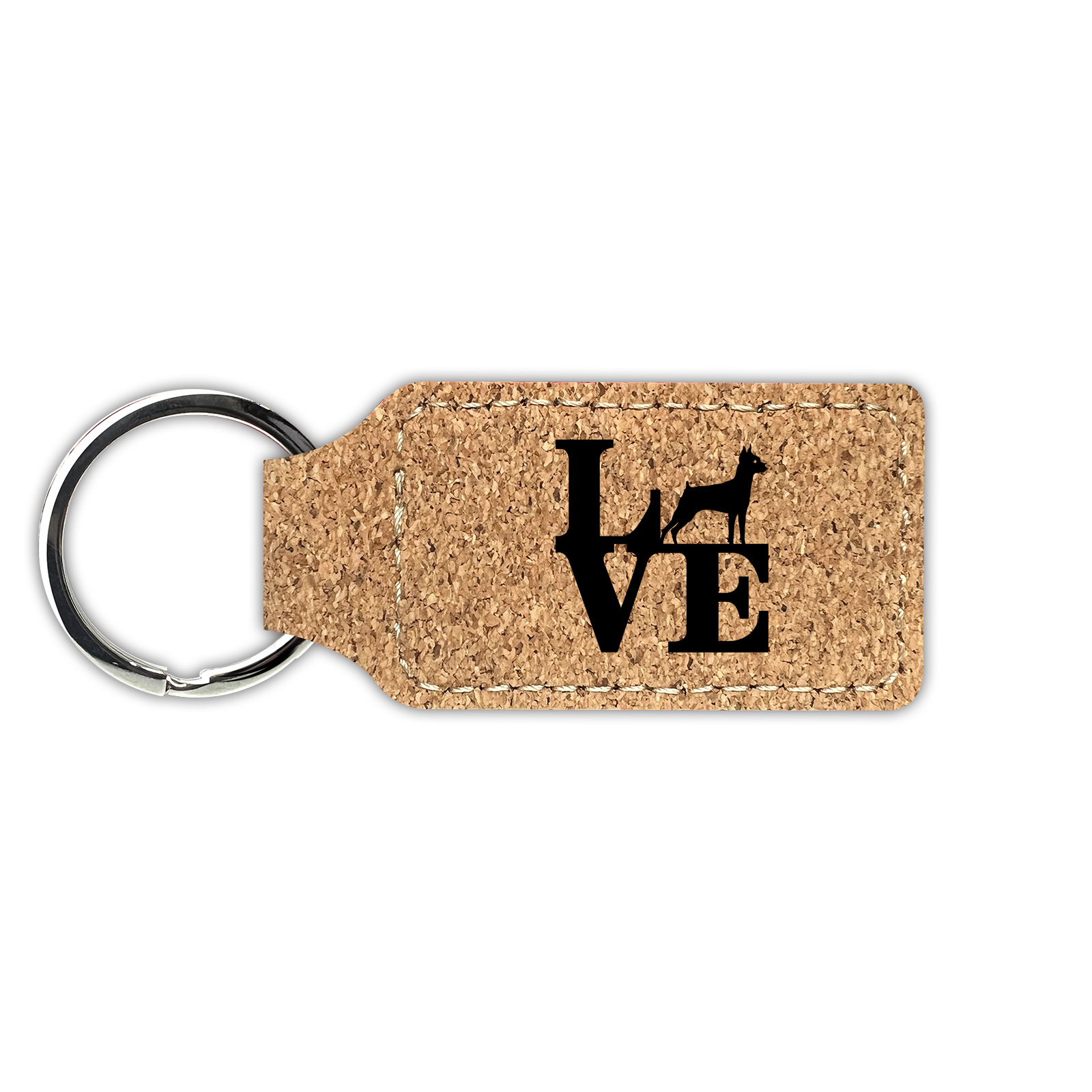 Love Miniature Pinscher Keychain Leatherette Rectangle - Laser Engraved ...