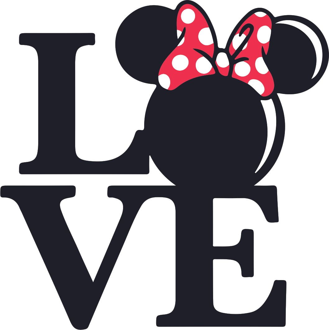 Love Minnie Mouse Head Cartoon Color Decors Wall Sticker Art Design ...