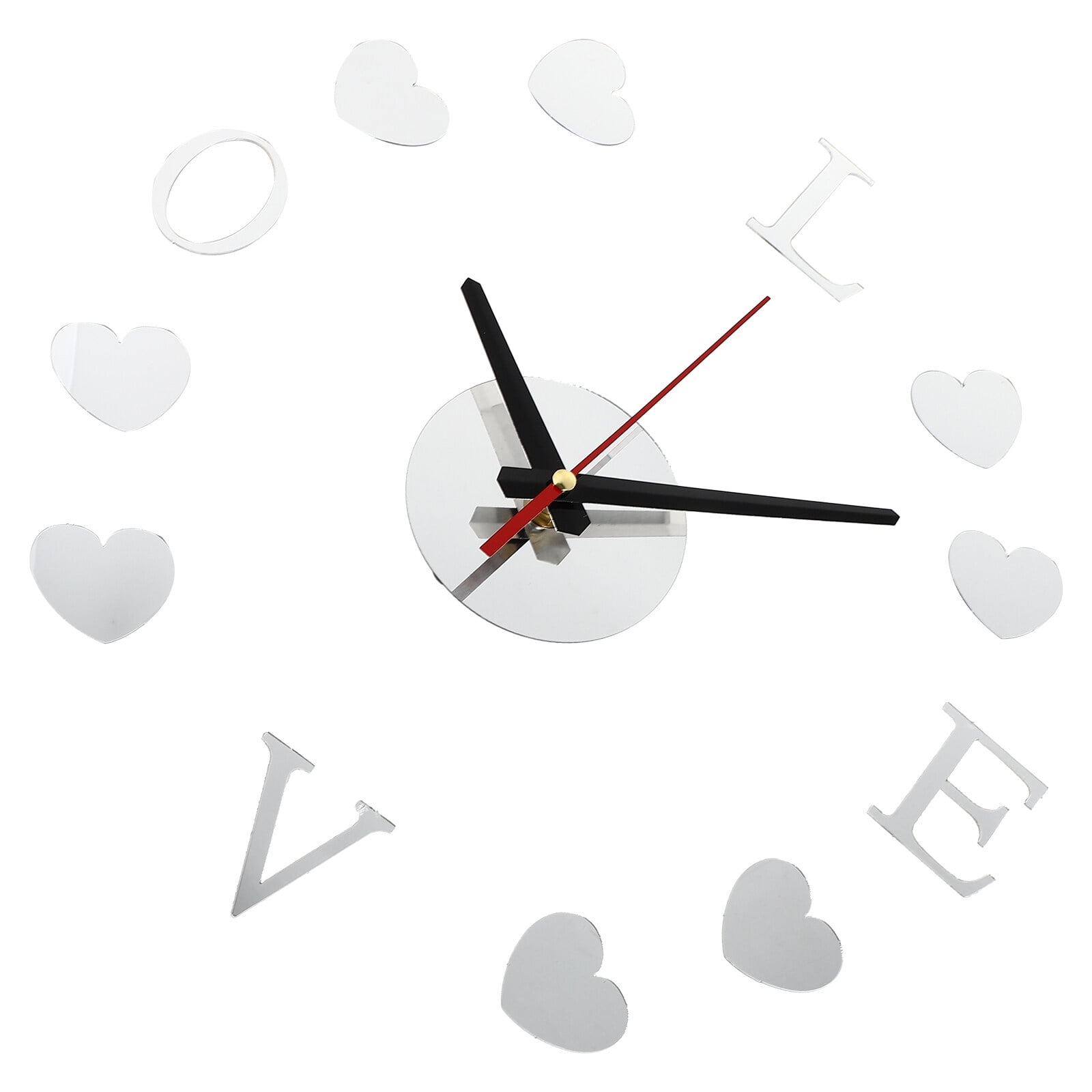 Love Mirror Wall Clock Stickers Acrylic Stick Clock Hanging Clock ...
