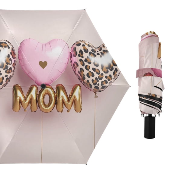 Love Mom Balloons Mothers Day All Weather Umbrella Triple Folding ...
