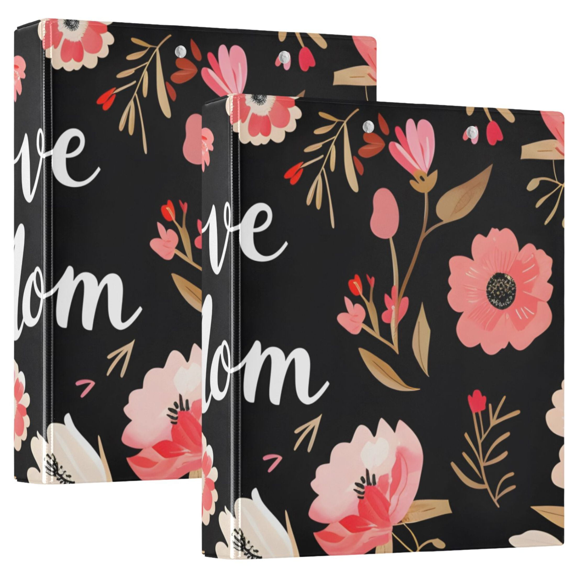 Love Mom Flowers Floral 3 Ring Binders 1.5 inch Hardcover File Folders ...