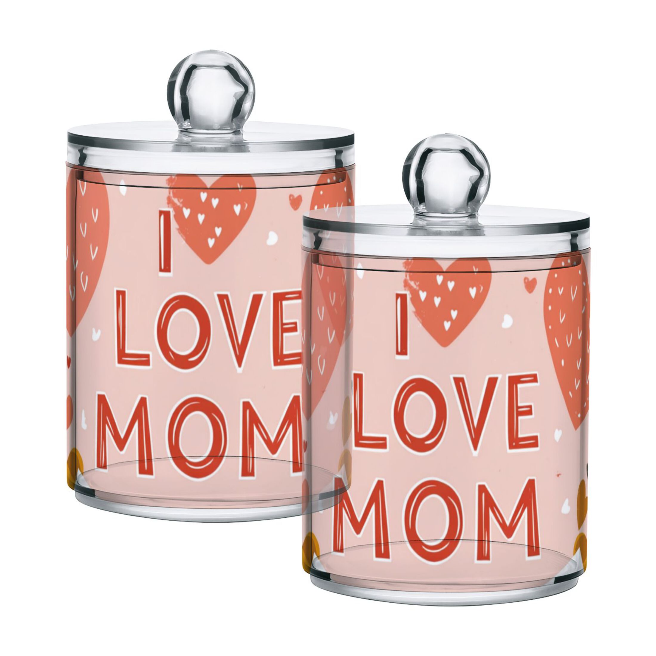 Love Mom Hearts Mothers Day Logo Translucent Plastic Cans Storage ...