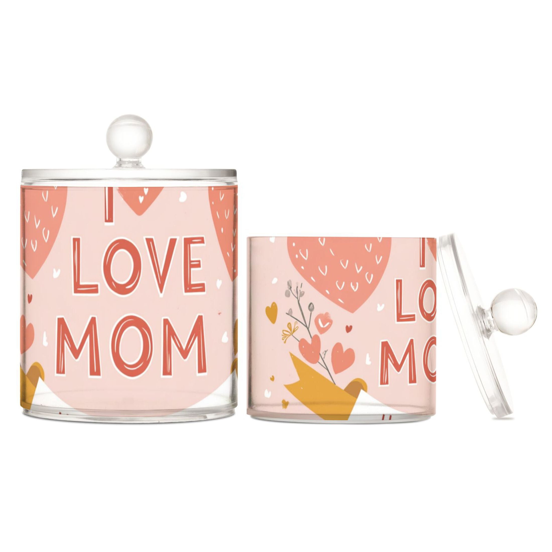 Love Mom Hearts Mothers Day Logo Translucent Plastic Cans Storage ...