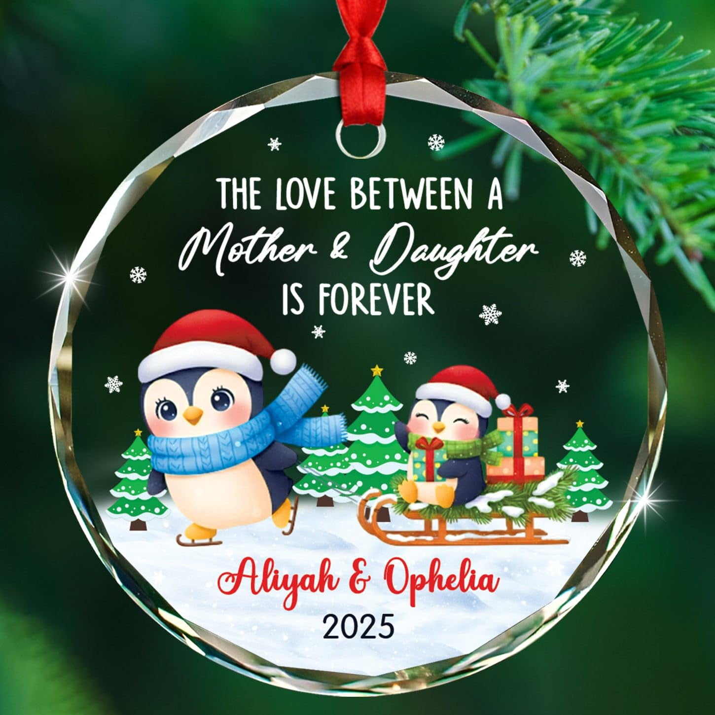 The Love Between A Mother & Daughter is Forever Glass Ornament Gift ...