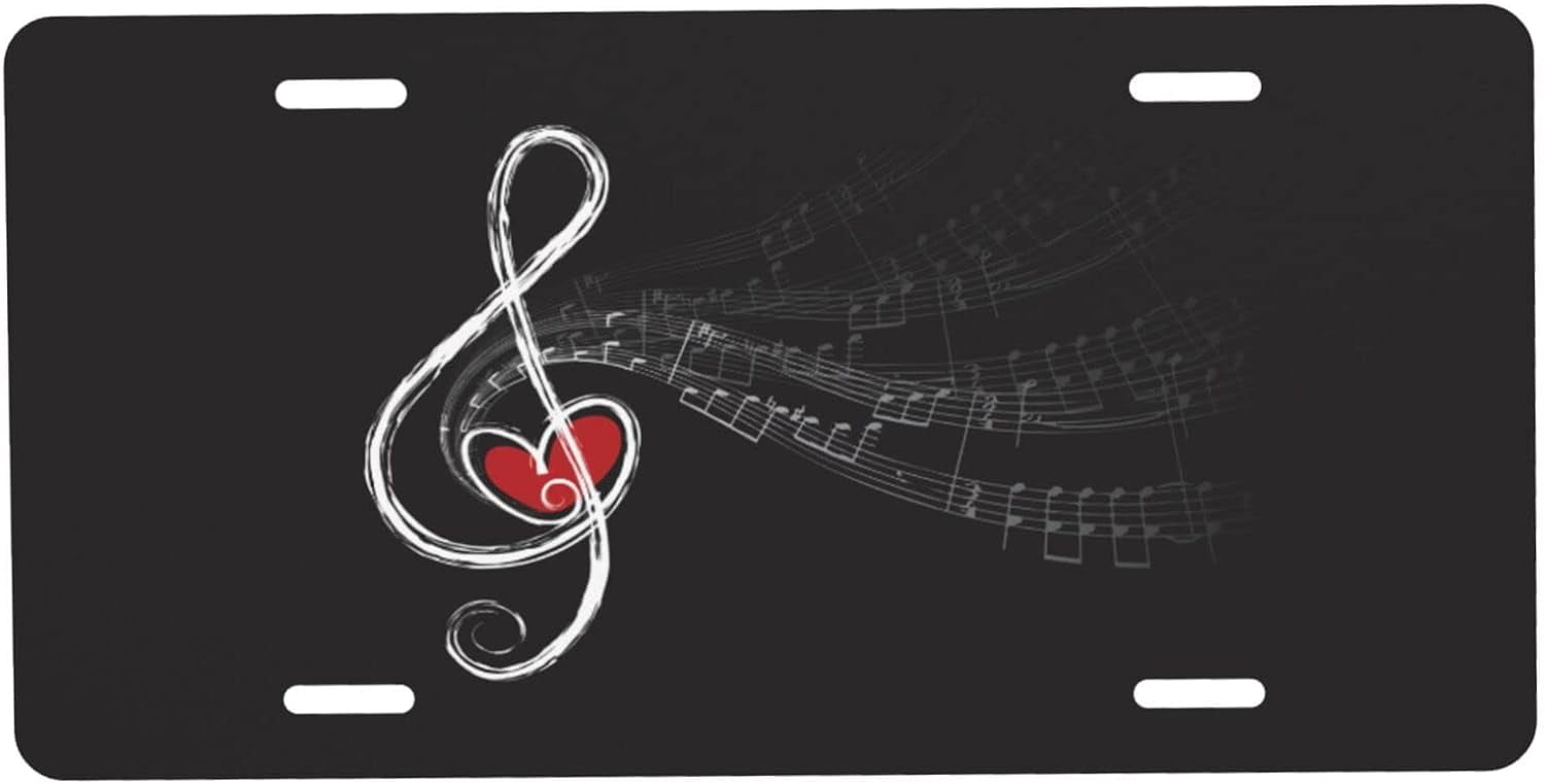Love and Music Notes Decorative Car Front License Plate,Vanity Tag ...