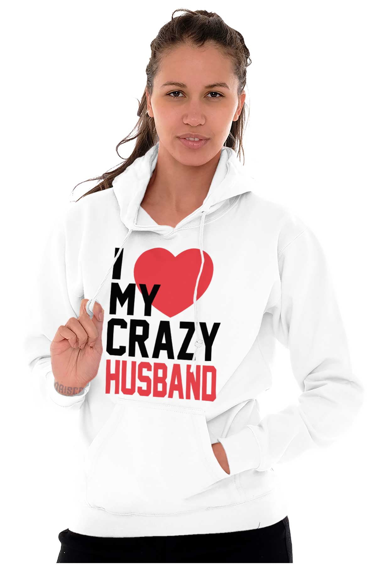 Love My Crazy Husband Funny Couple Women Plus Size Graphic Pullover ...