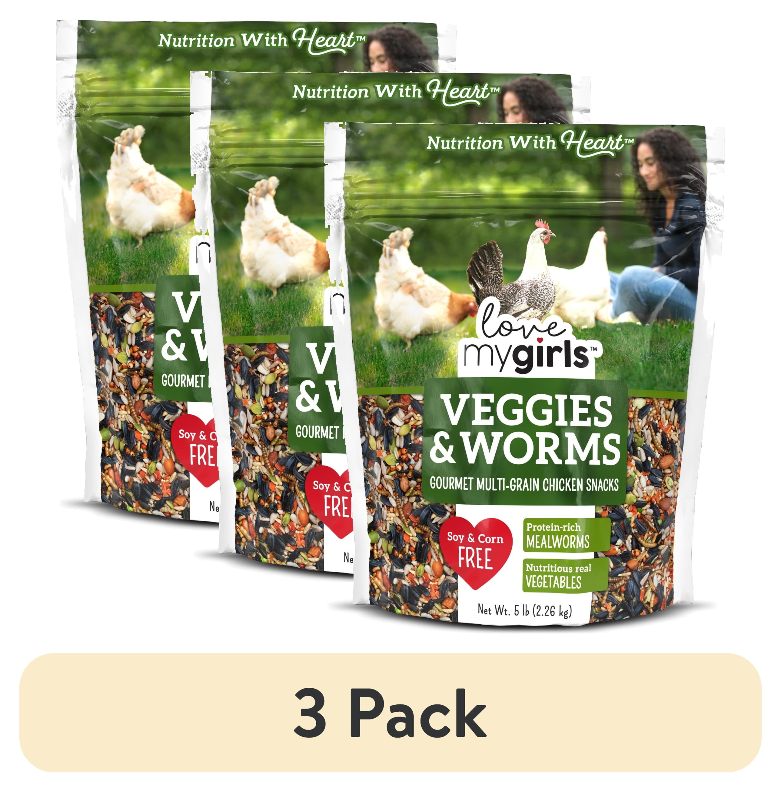 (3 pack) Love My Girls Veggies & Worms Gourmet Multi-Grain Chicken ...
