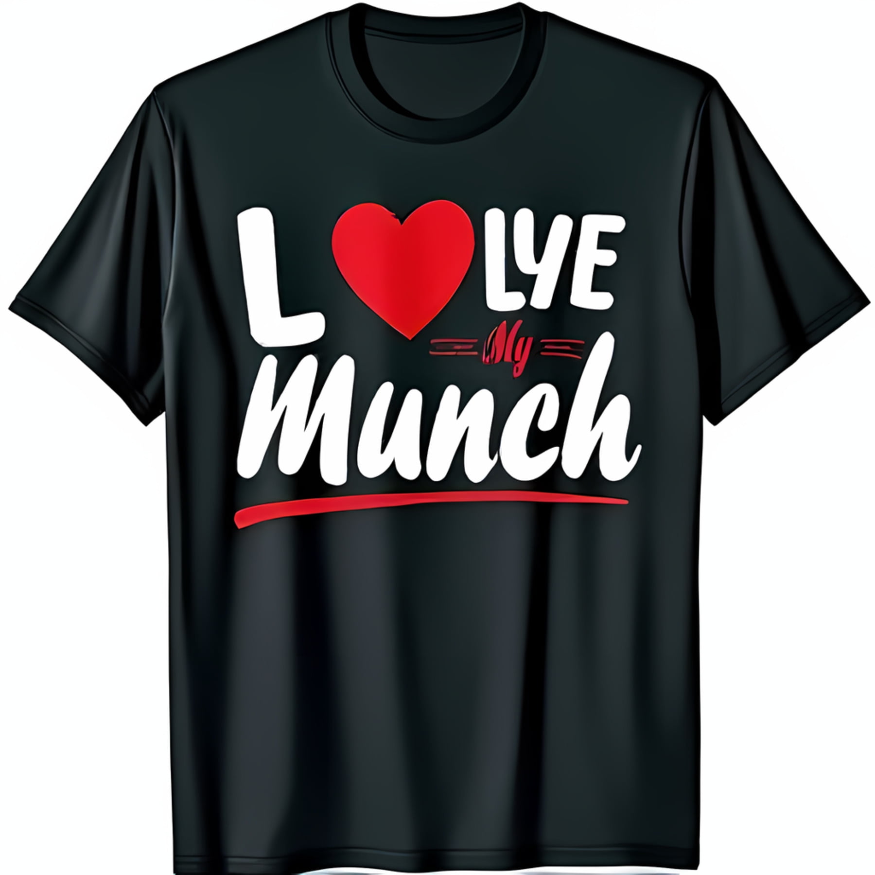 Love My Munch Black T-Shirt with Playful Heart Graphic Soft ...