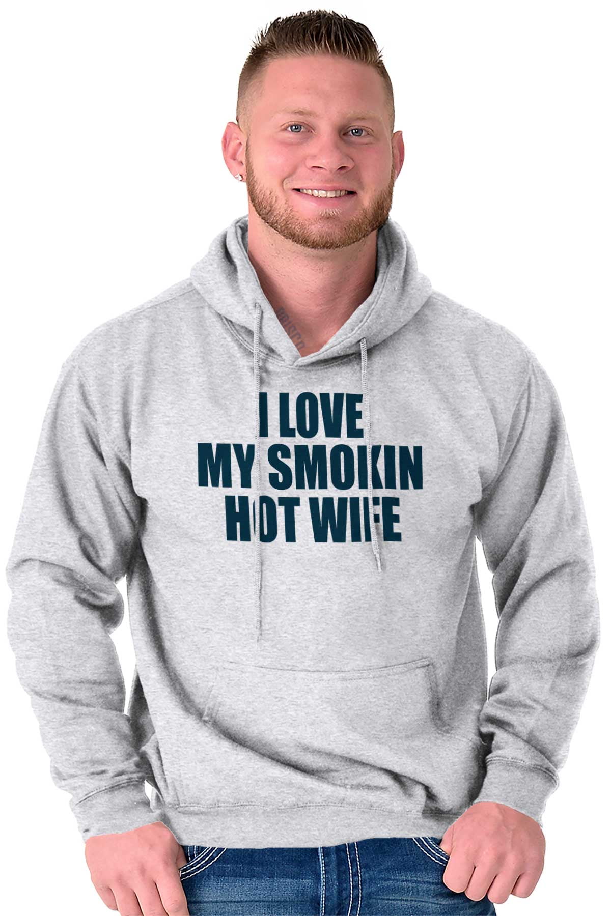 Love My Smokin Hot Wife Funny Spouse Hoodie Hooded Sweatshirt Men Brisco Brands X - Walmart.com