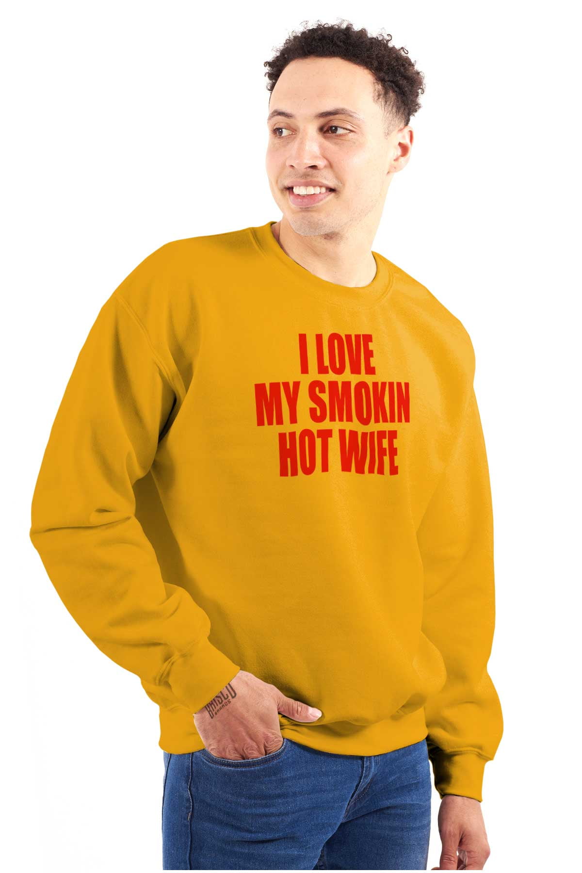 Love My Smokin Hot Wife Funny Spouse Men's Crewneck Sweatshirt Brisco Brands L - Walmart.com