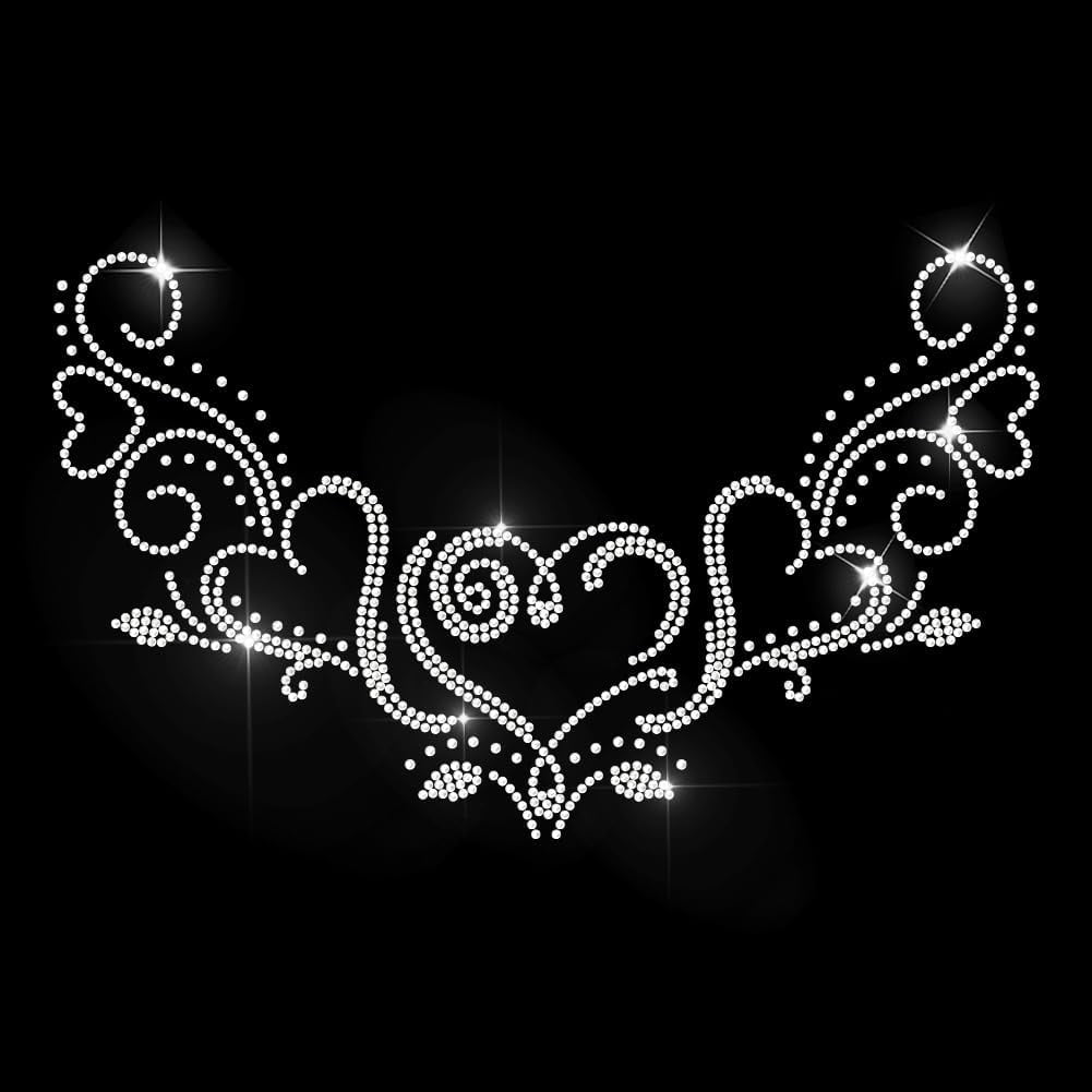 Love Neckline Rhinestone Iron on Decal Vintage Lace Hotfix Transfer ...