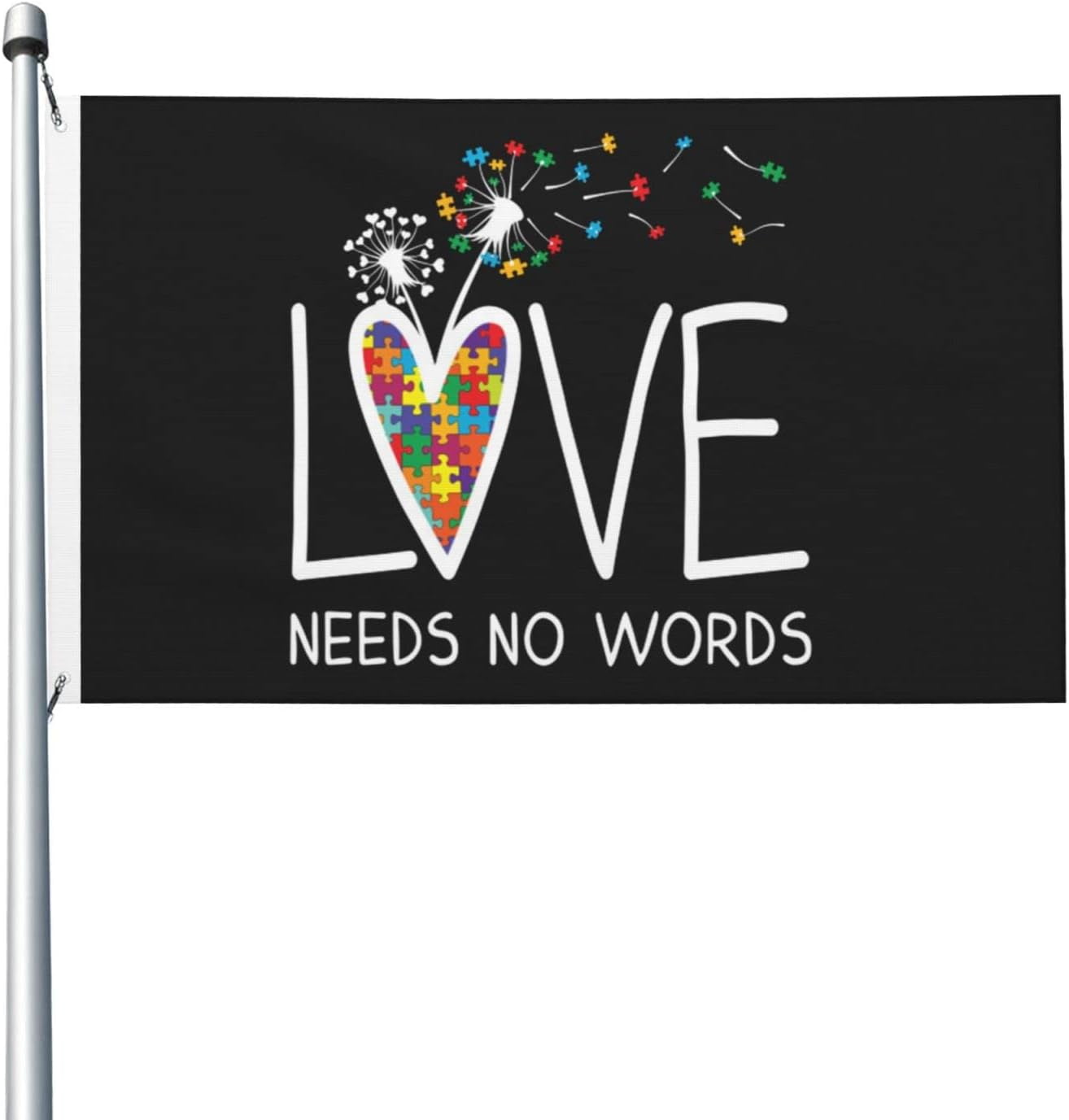 Love Needs No Words Autism Awareness Flags 3x5 Ft Double Sided Flag ...