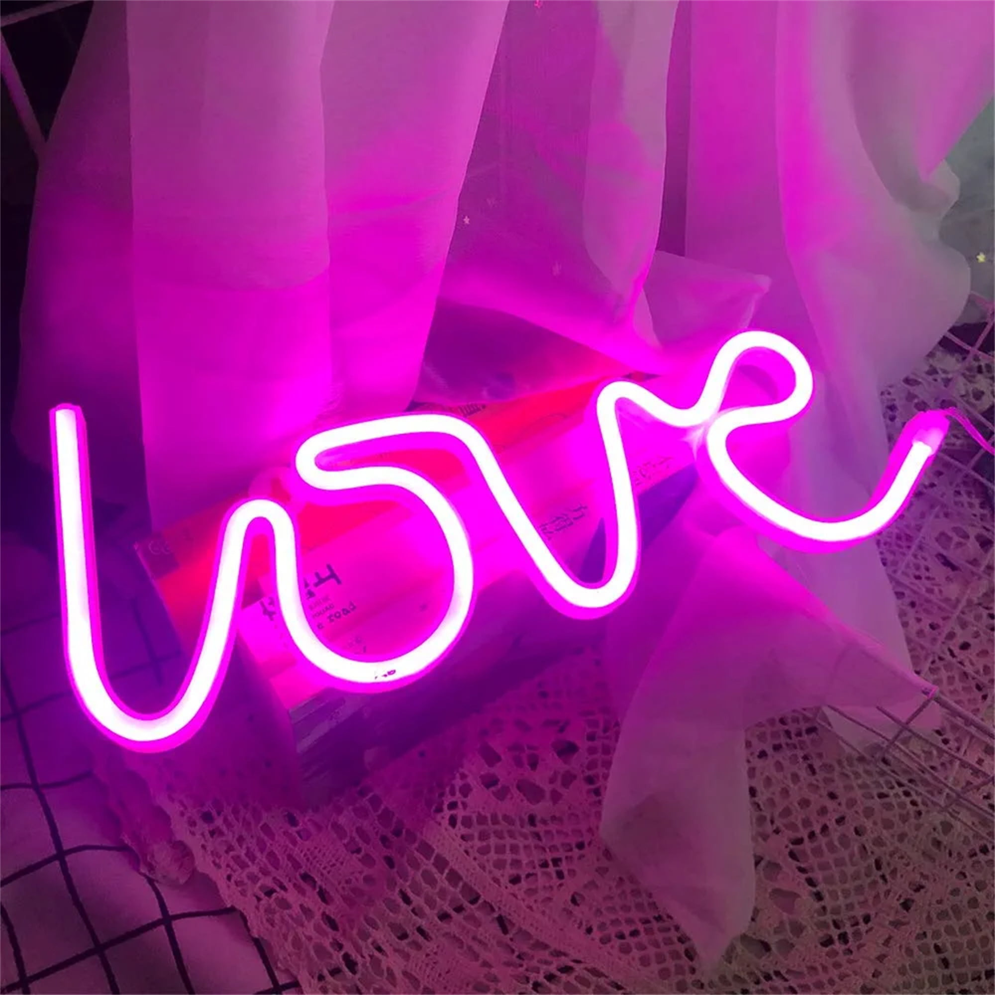Love Neon Sign, Love Glow Sign, Love Sign for Wall Decor, Battery / USB ...