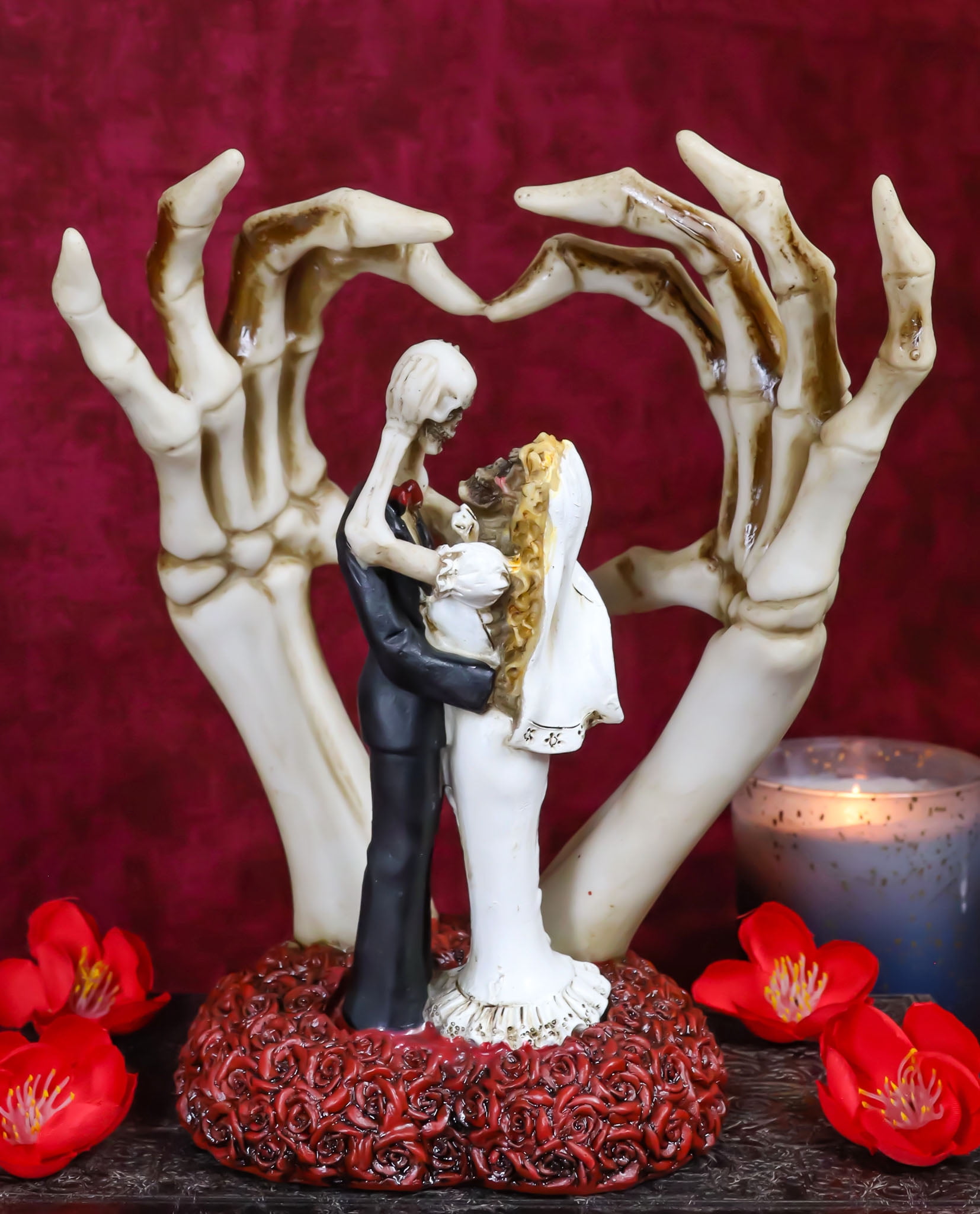 Love Never Dies Skeleton Bride & Groom With Skeletal Hands Wedding Arch Figurine - Walmart.com