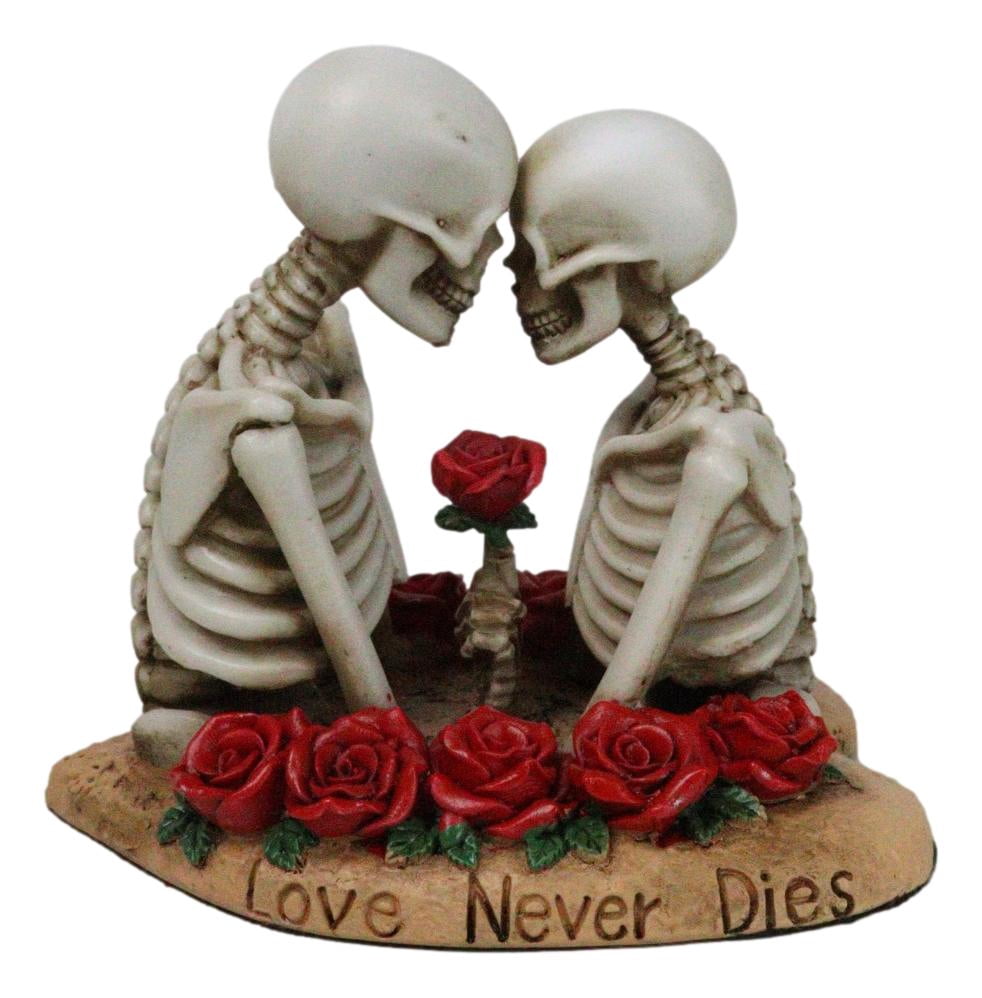 Love Never Dies Skeleton Couple Holding A Stalk of Rose Figurine Cake Topper - Walmart.com