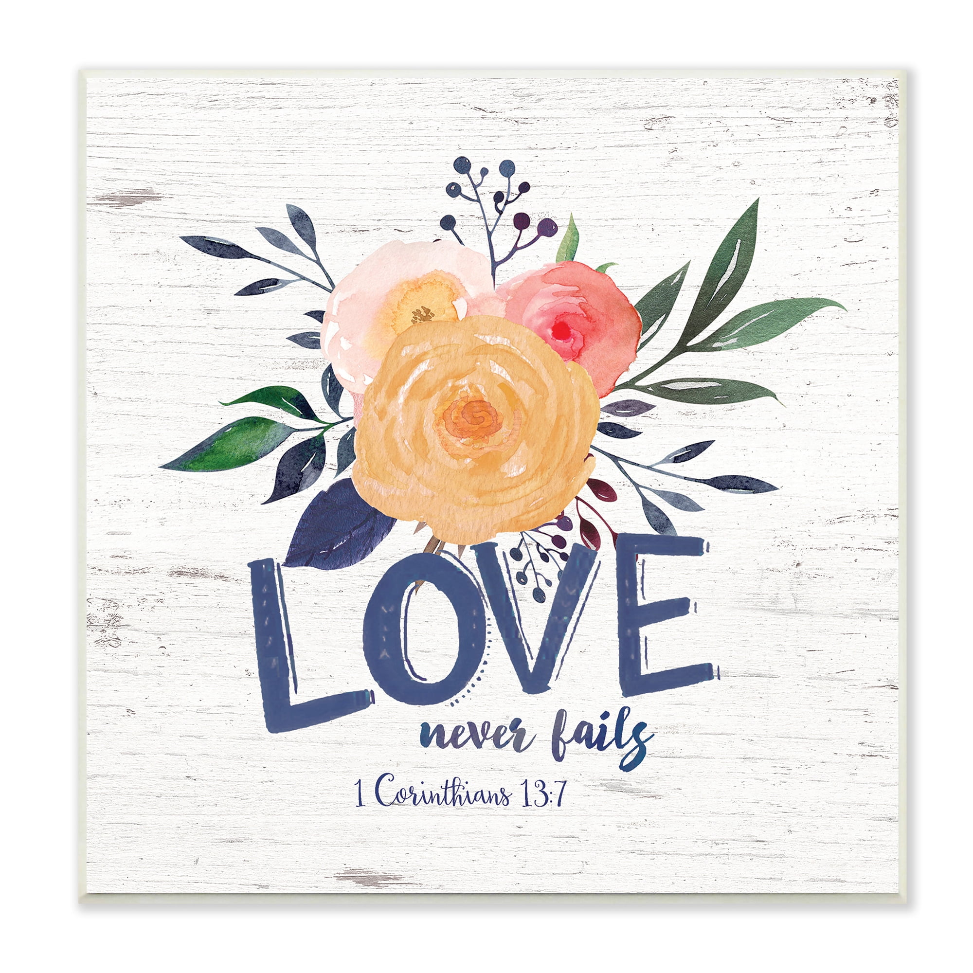 Love Never Fails Blushing Roses Wall Art Print - Religious Graphic Art ...