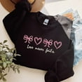 Love Never Fails Embroidered Sweatshirt, Pink Bow Crewneck, Bible Verse ...