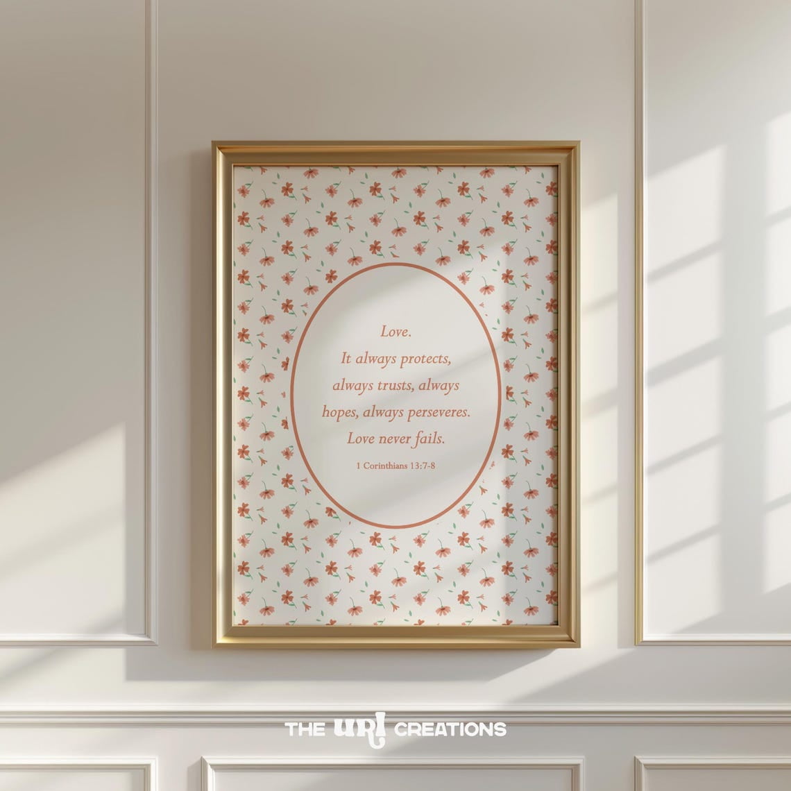 Love Never Fails Print, Floral Christian Wall Art, Bible Verse Wall Art ...