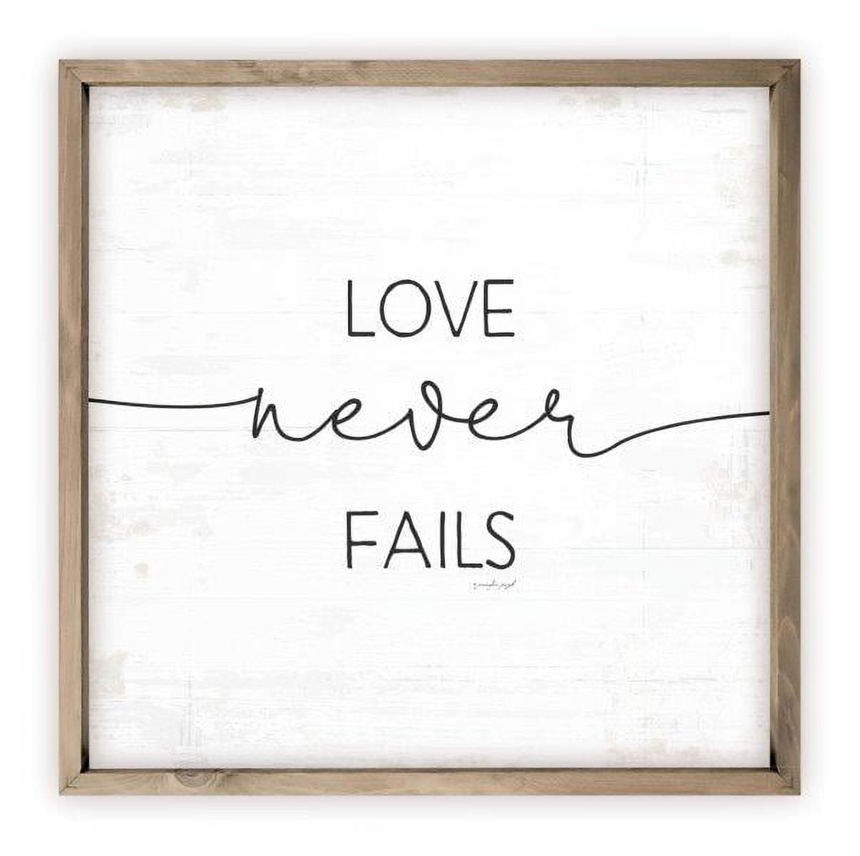 Love Never Fails Rustic Wood Wall Sign 12x12 (Frame Included) - Walmart.com