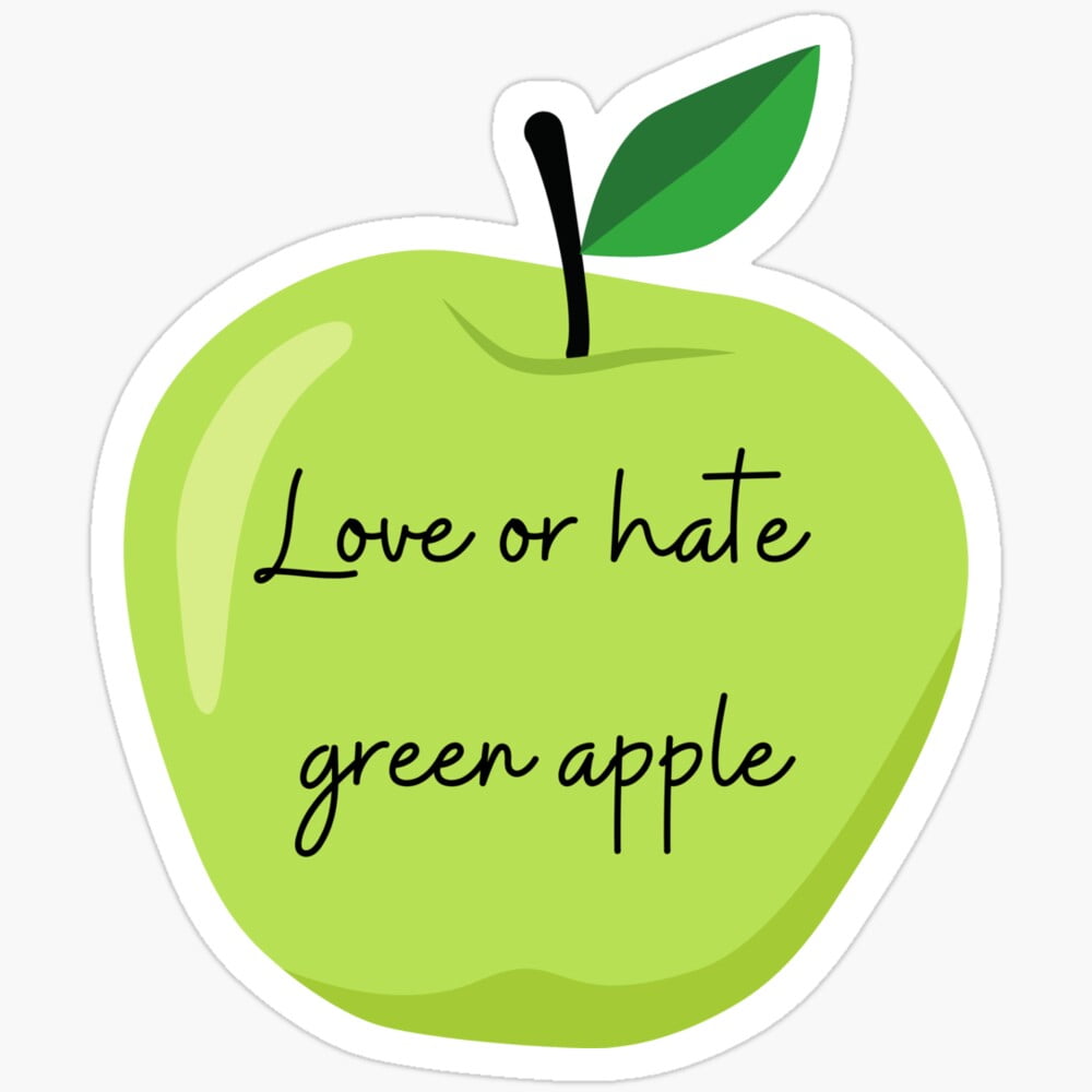 Love Or Hate Green Apple Sticker Phone Decal Water Bottle Stickers Car ...