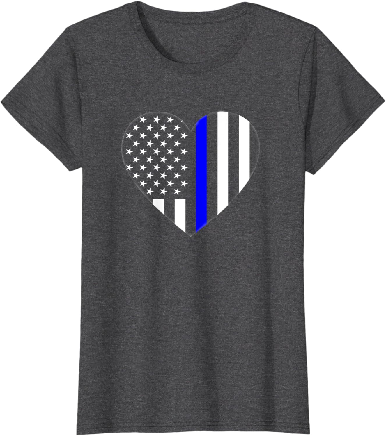Love Our Police Officer US Flag Heart Thin Blue Line T-Shirt - Walmart.com
