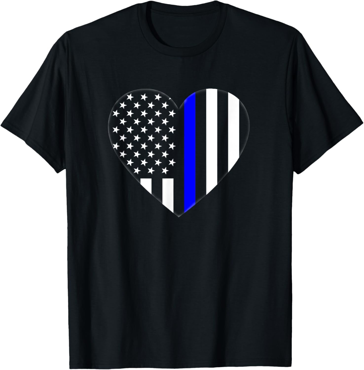 Love Our Police Officer US Flag Heart Thin Blue Line T-Shirtmen and ...