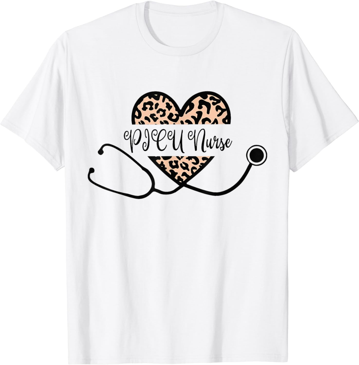 Love PICU Nurse Life Leopard Heart Stethoscope RN Nurse Week T-Shirt ...
