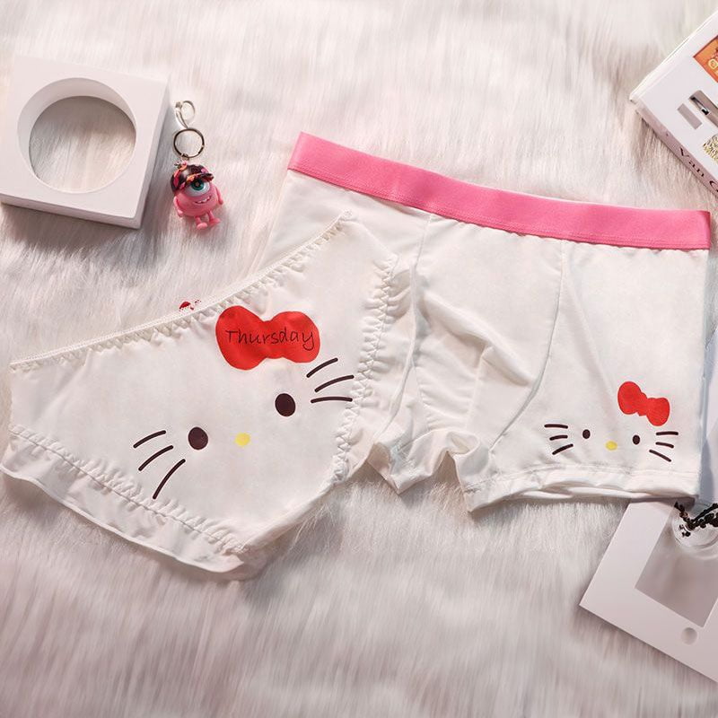 Love Party Hello Kitty Pair Underwear Couple Underpant Summer Ice Silk ...