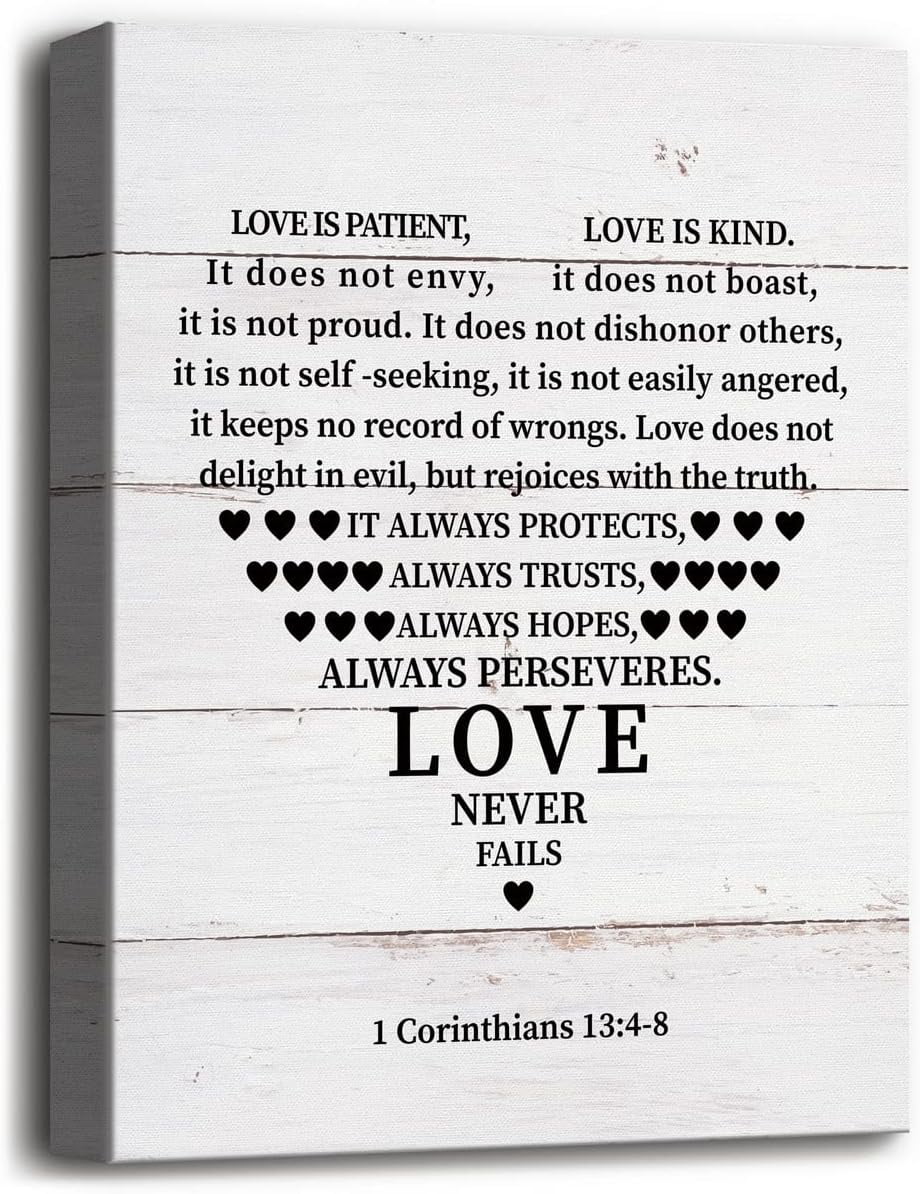 Love is Patient Love is Kind Wall Art, 1 Corinthians 13:4-8 Wall Art ...