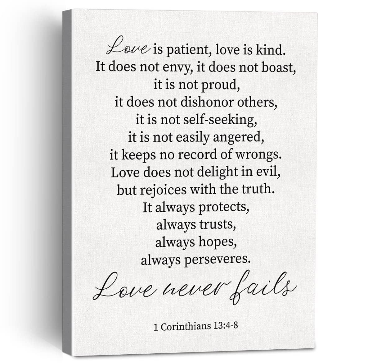 Love is Patient Love is Kind Bible Verse Canvas Painting Framed Wall ...